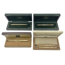 Group of five rolled gold Cross pens and propelling pencils - Whisky ...