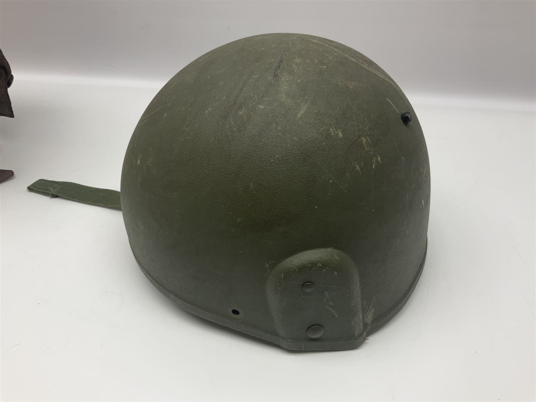 Six various helmets/liner including WW2 French Tank & Motorcycle helmet ...