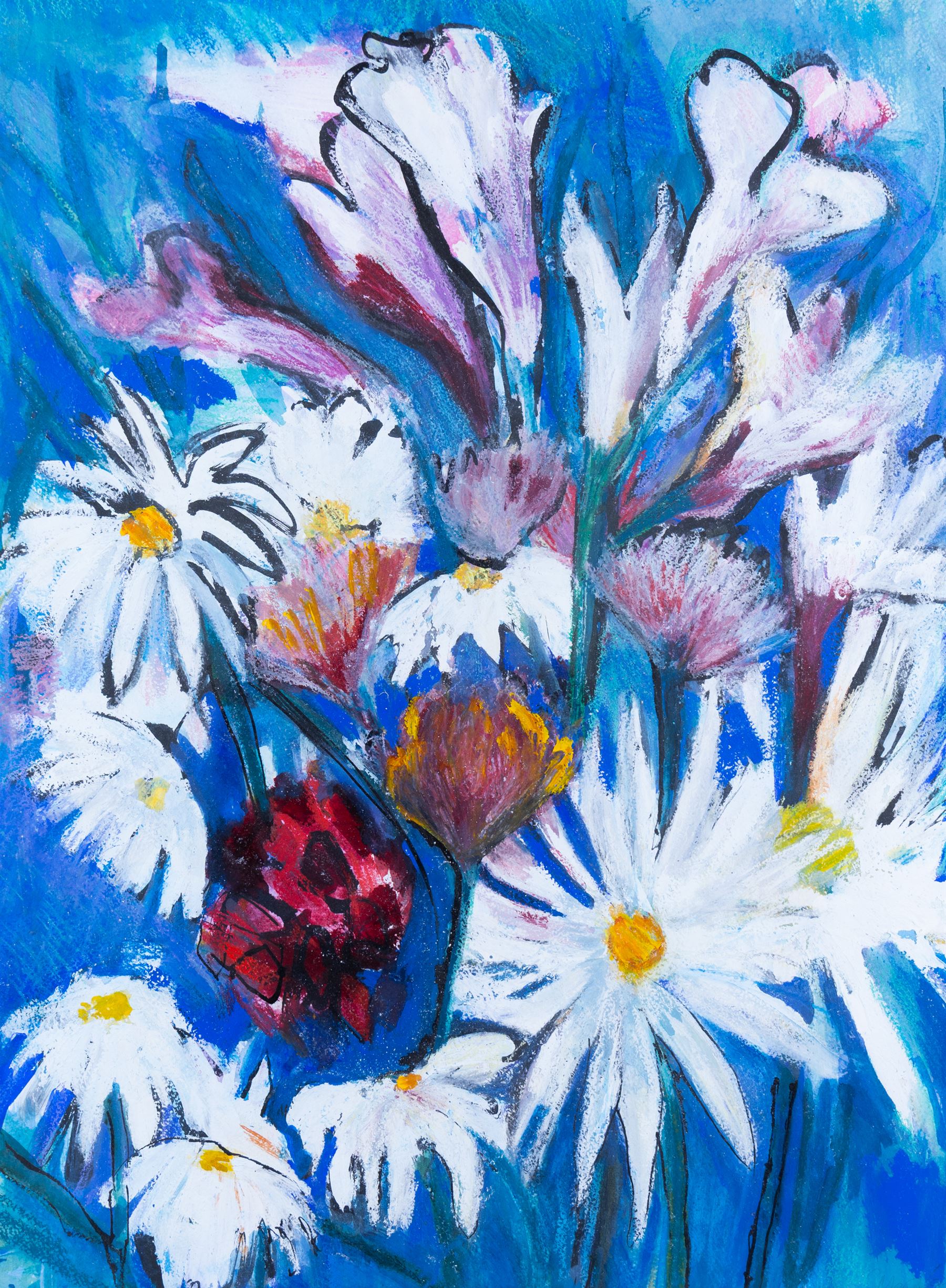 Clodagh McGuinness (Irish Contemporary): Still Life of Flowers ...