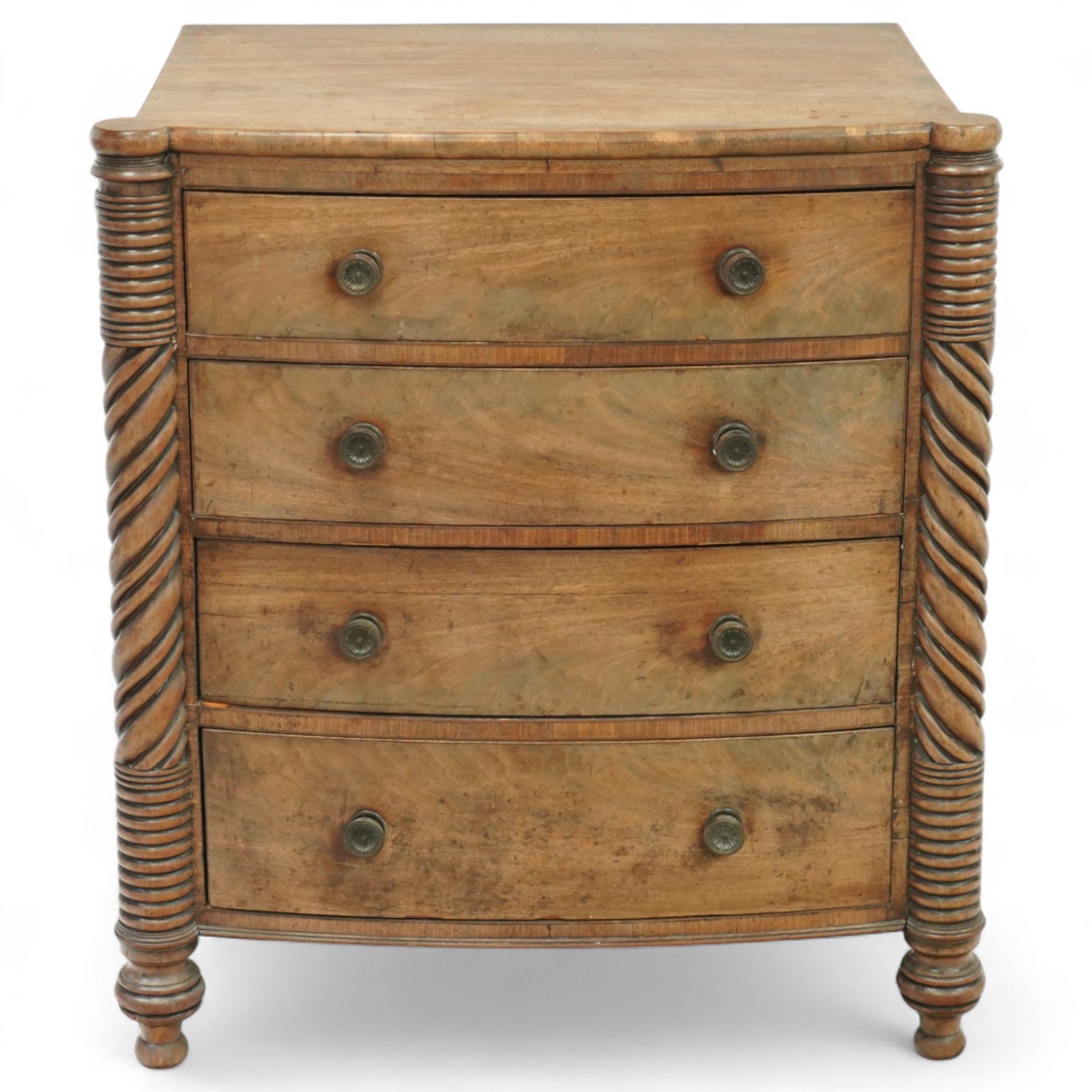 William IV mahogany bowfront commode converted to a chest of drawers ...