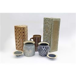Jane Hamlyn studio pottery tankard and two John Egerton tea caddies ...