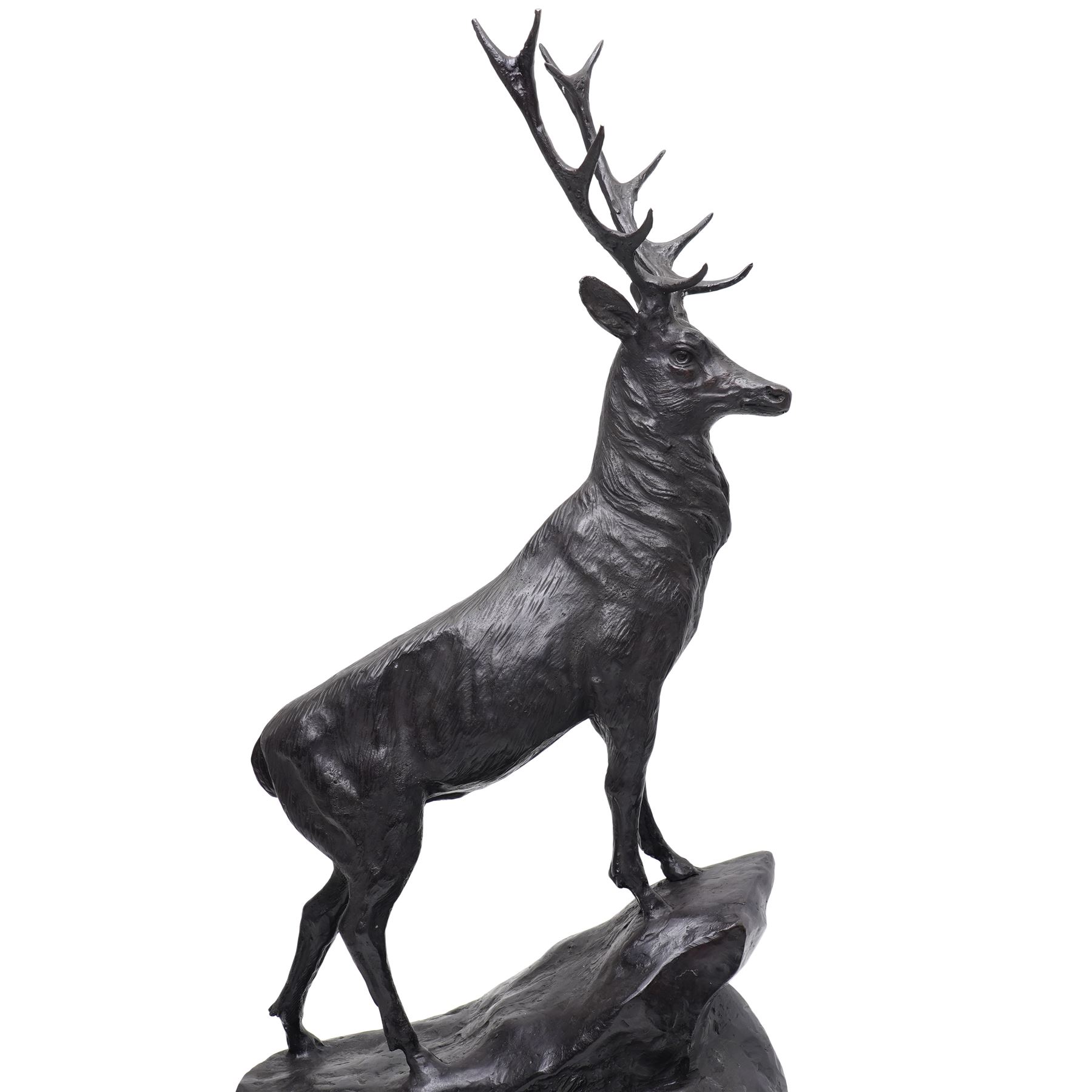 After Jules Moigniez (French 1835-1894): Pair of bronze stag figures on ...