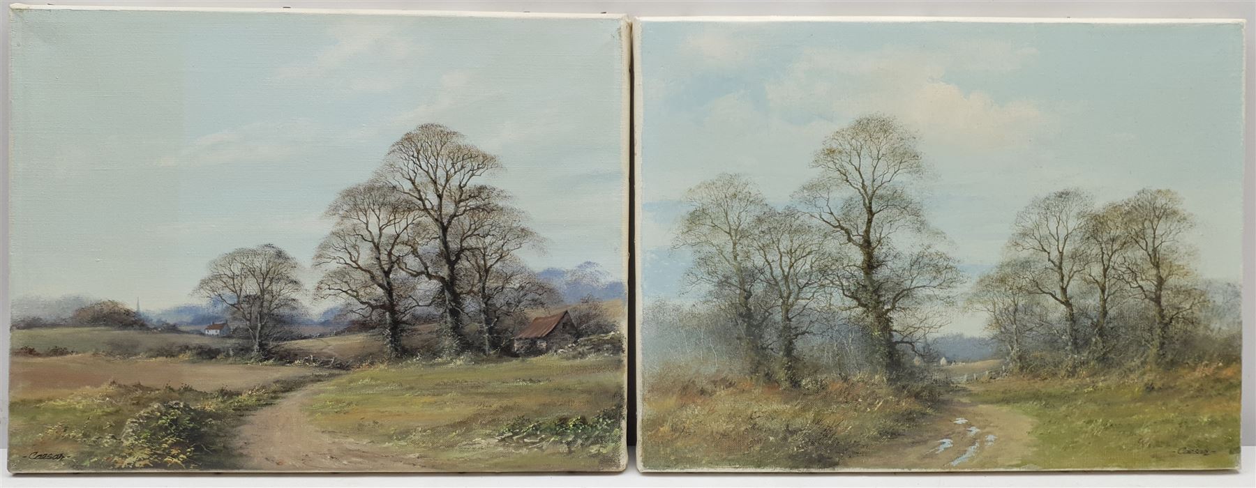 John Caesar Smith (British 1930-): Rural Trees with a Church Spire in ...