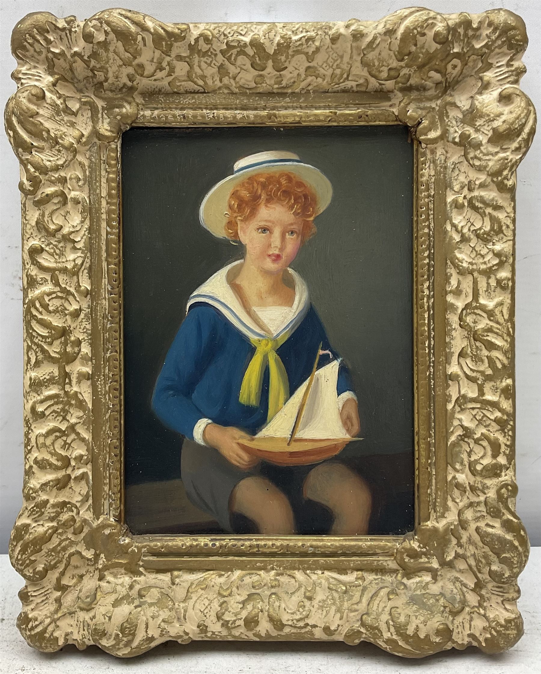 Walter Goodin (British 1907-1992): Young Boy with Model Boat, oil on ...
