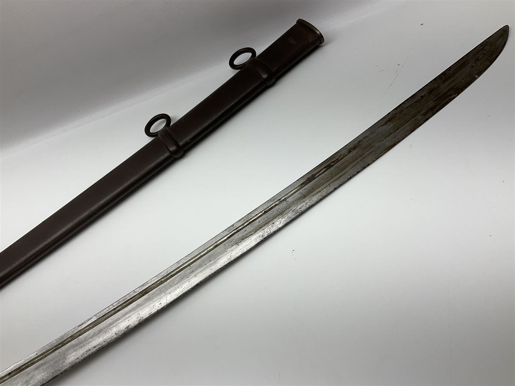 19th Century German (Saxony) Cavalry Sword, the 90.5cm single edge curved steel blade with ...