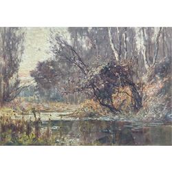 Lester Sutcliffe (British 1848-1933): Autumnal River scene - The Summer ...