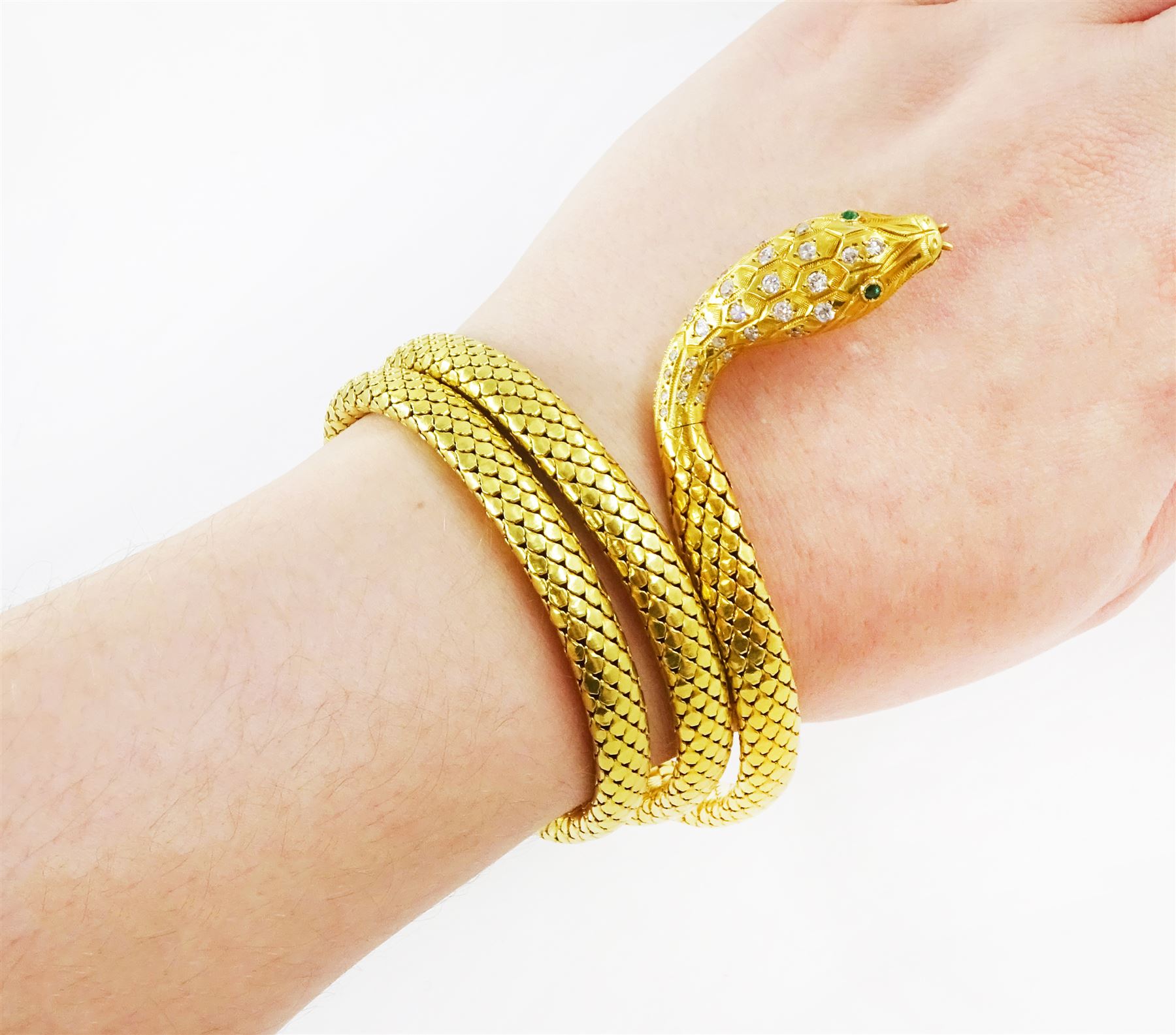 18ct gold coiled diamond snake bangle | Jewellery | 160577