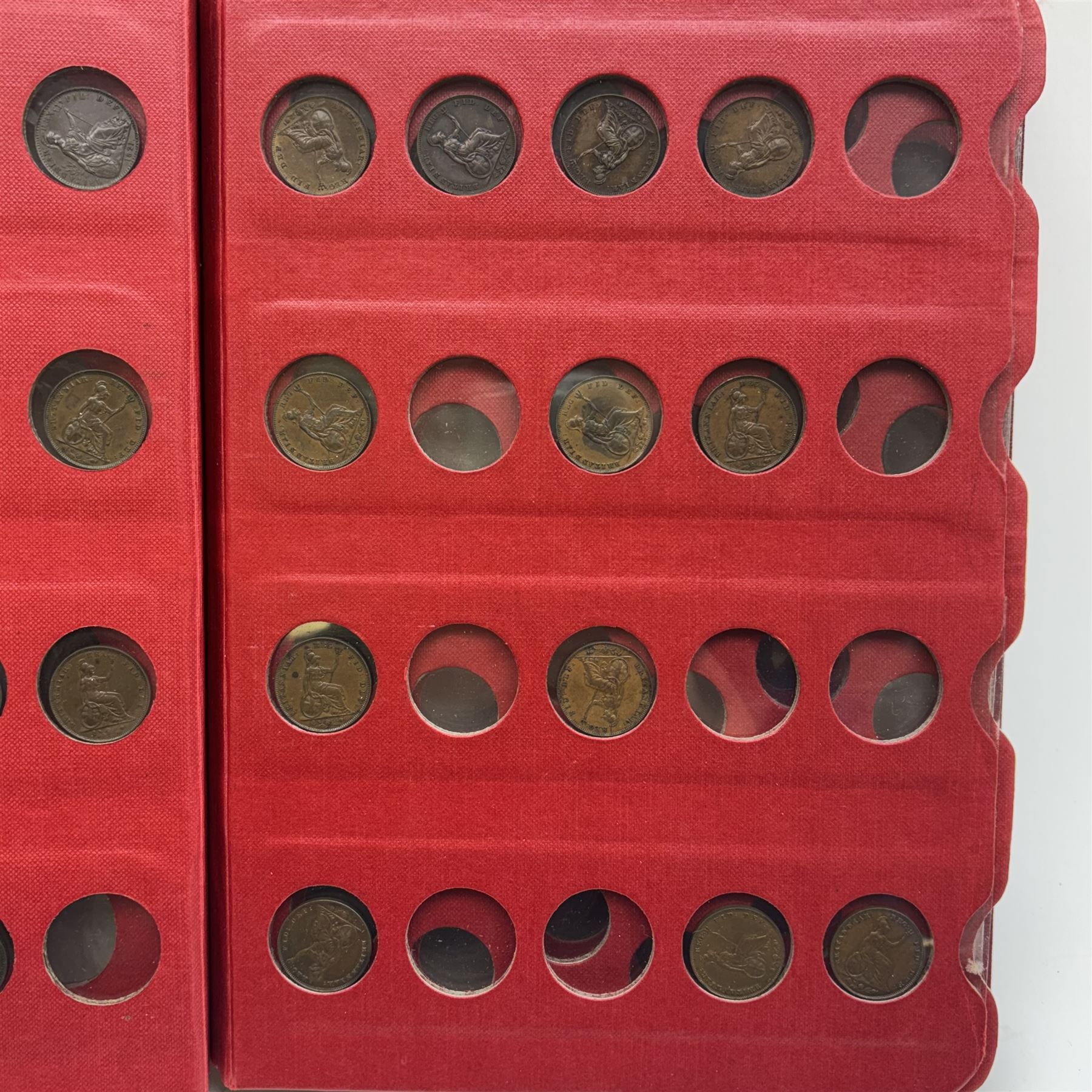 Red 'Coin Library' containing thirty-six 18th Century and later copper ...
