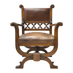 19th century walnut throne chair - The Country House Sale
