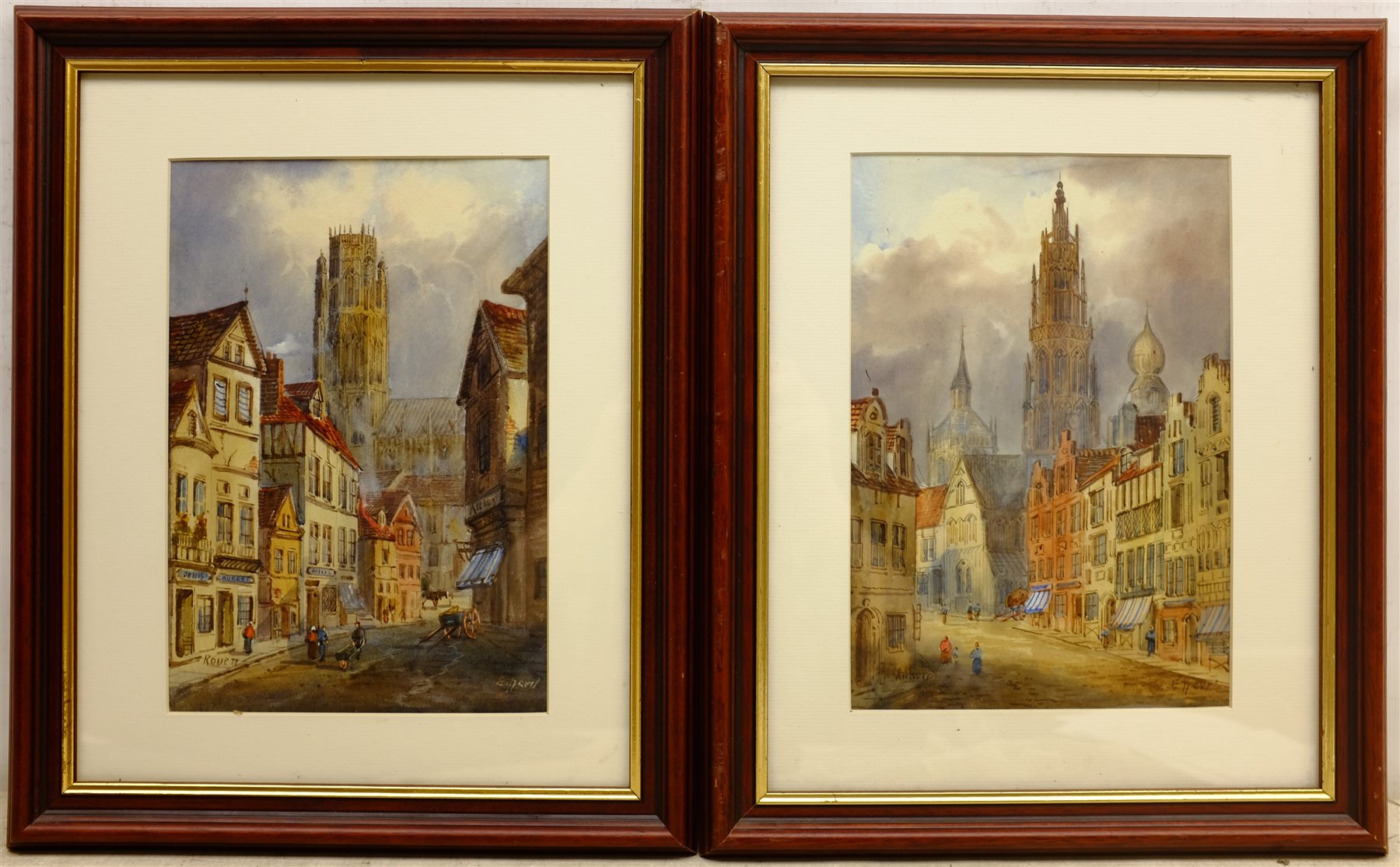 Edward Nevil (British fl.1880-1900): 'Rouen' and 'Antwerp' - Affordable Art