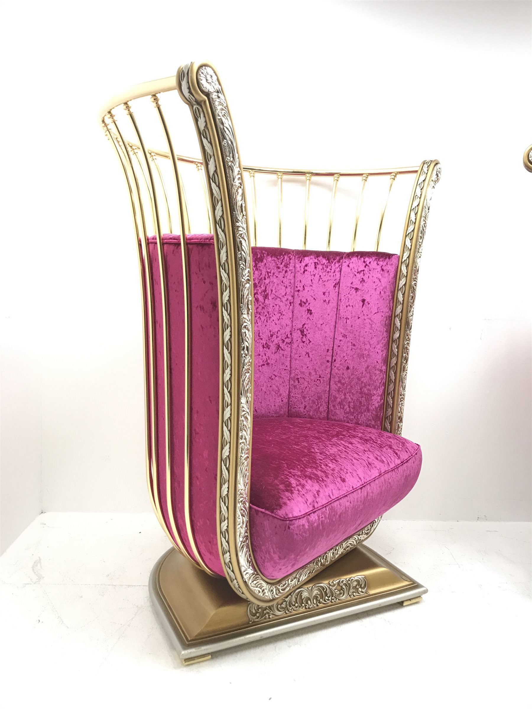 Cappelletti Cantu Italian gilt metal framed swivel chair | Modern ...