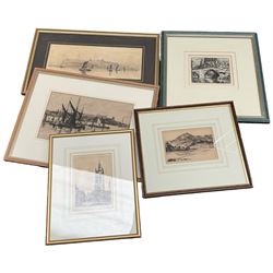 Collection of etchings including one of Whitby by various hands to ...