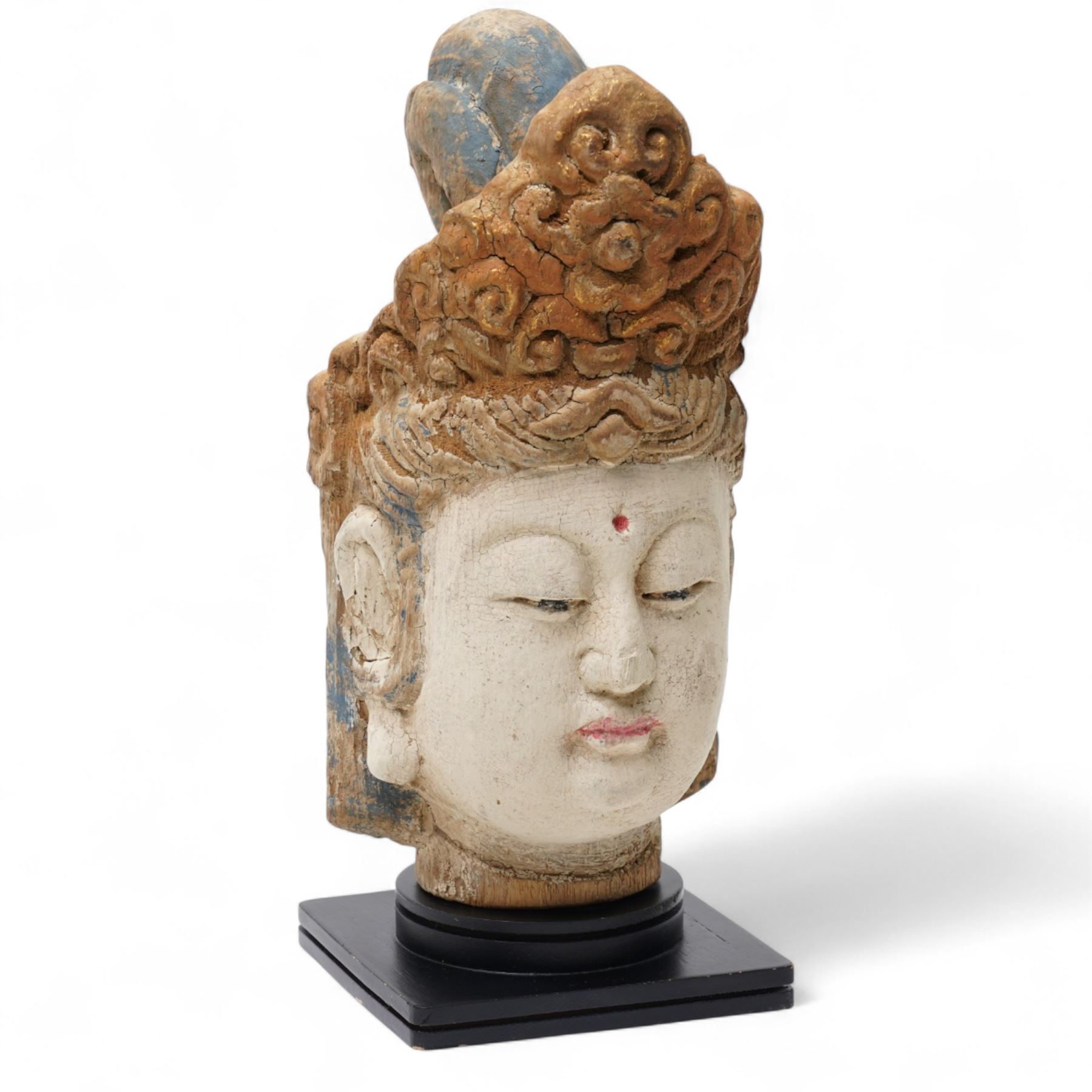 Chinese painted wooden head of the Goddess Guanyin | Wood, Metal ...