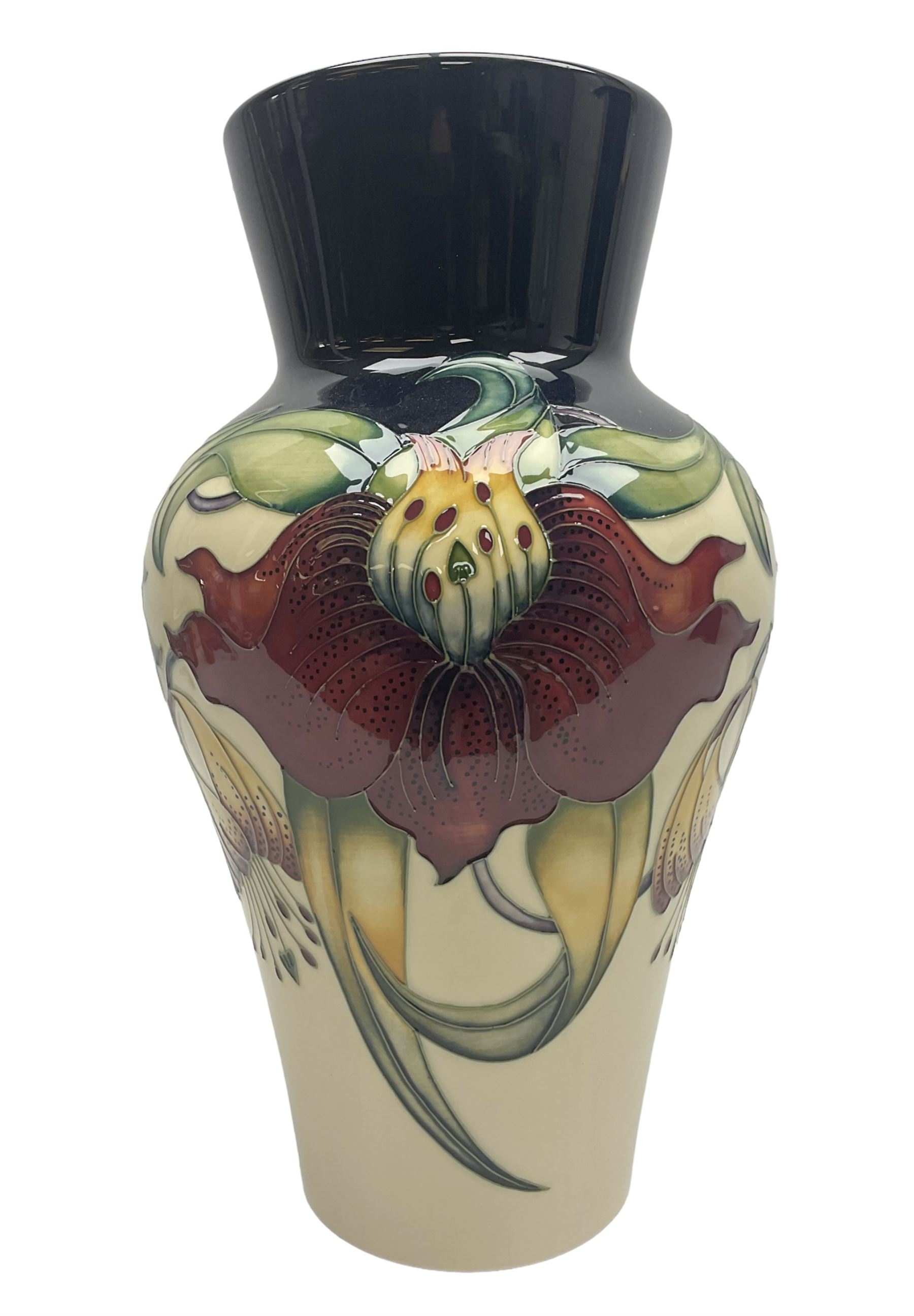 Moorcroft vase of bluster form, decorated in the Anna Lily pattern ...