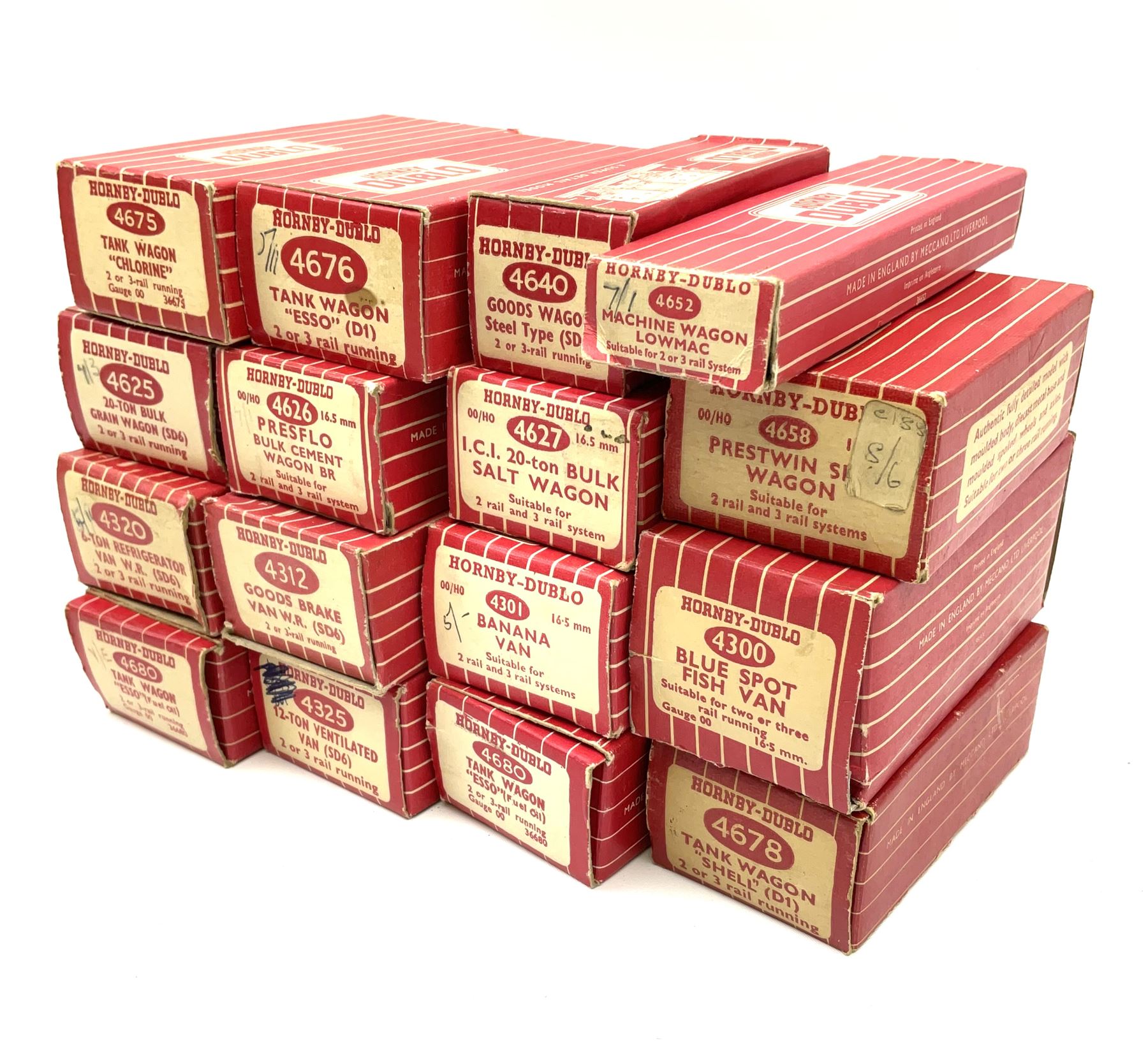 Hornby Dublo - sixteen wagons comprising 4300, 4301, 4312, 4320, 4325 ...