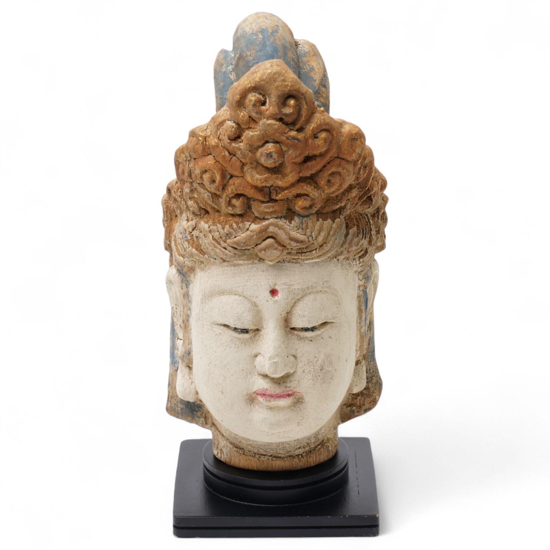 Chinese painted wooden head of the Goddess Guanyin | Wood, Metal ...