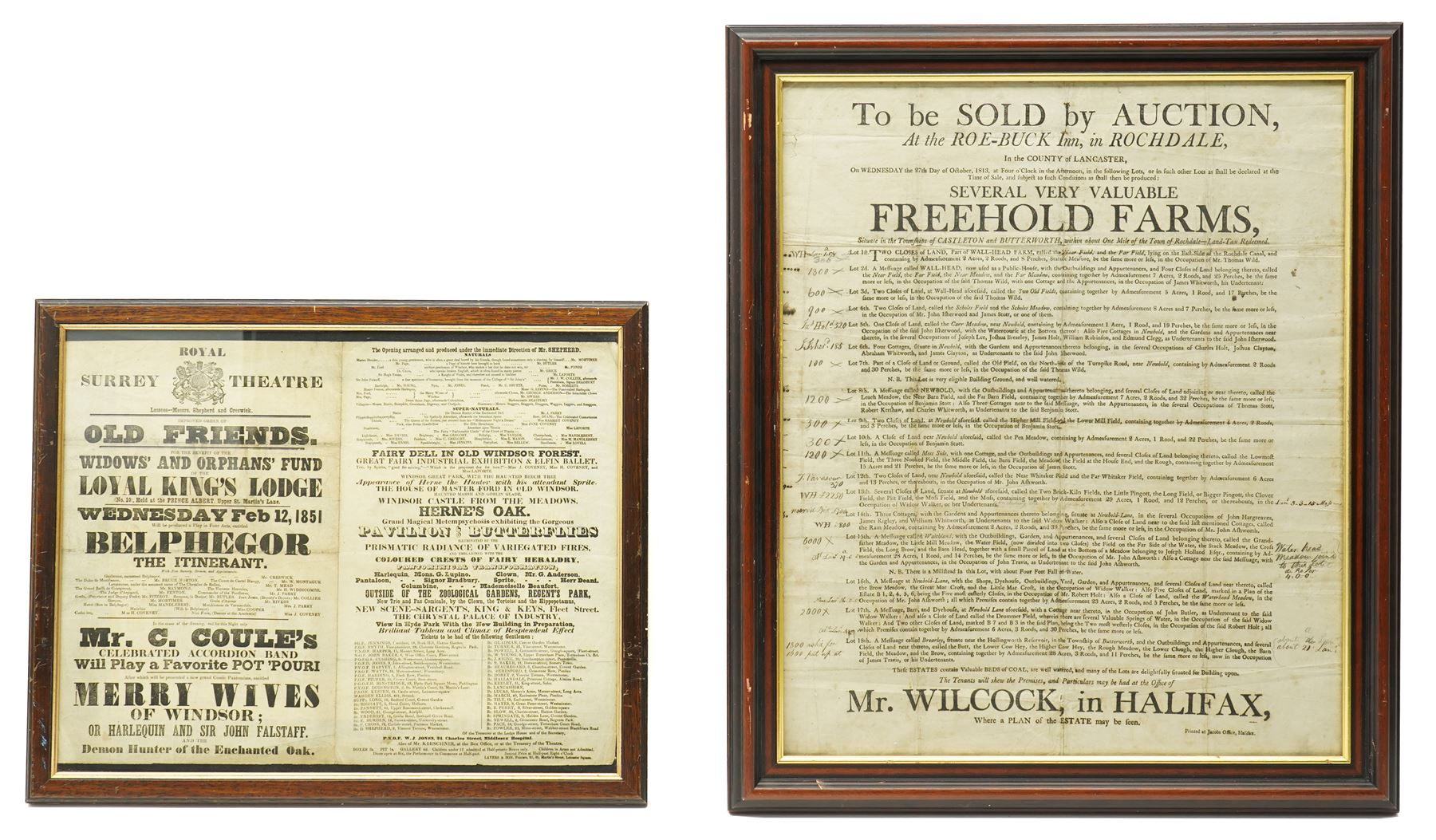 Auction poster for the sale of Freehold Farms in Rochdale by Mr Wilcock ...