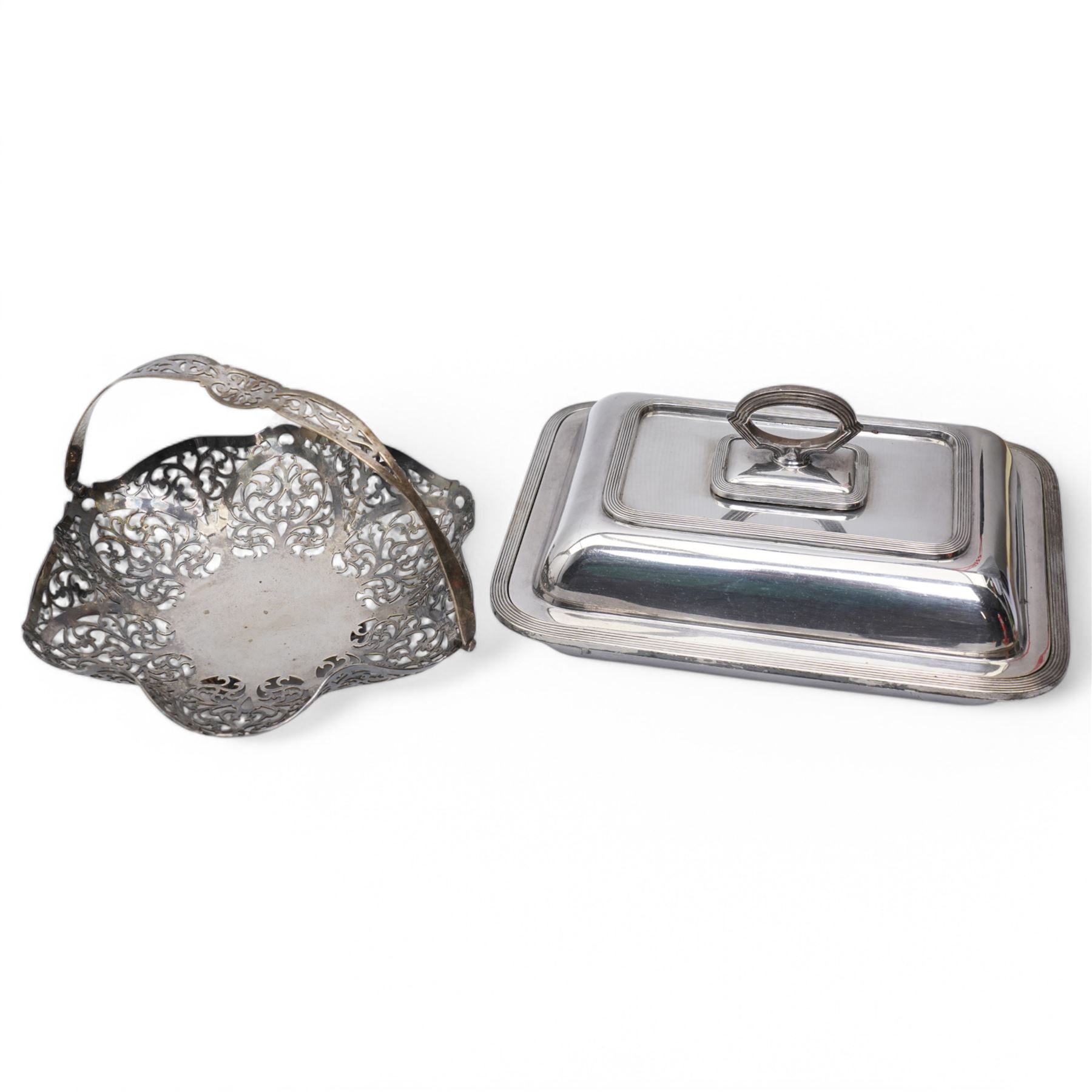 Collis & Co silver plated oval serving dish and cover; plated salver ...