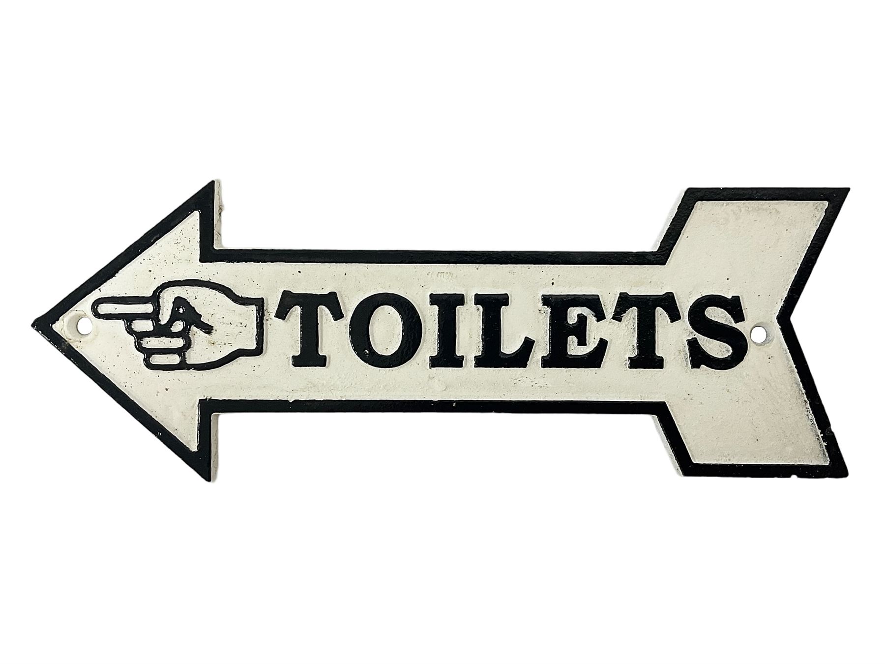 Cast iron Toilets sign in the shape of an arrow | Wood, Metal & Other ...