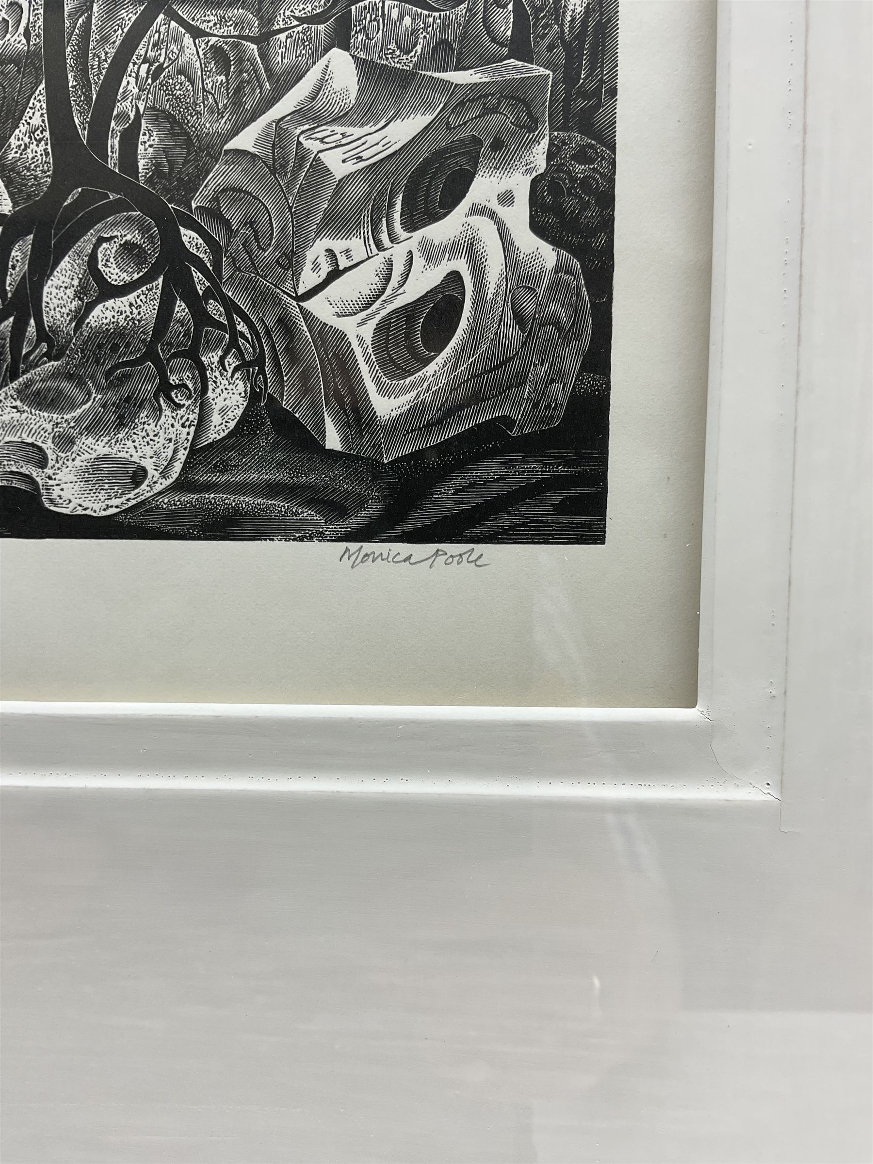 Monica Poole (British 1921-2003): 'Under Water', wood engraving signed and numbered 32/100 in ...