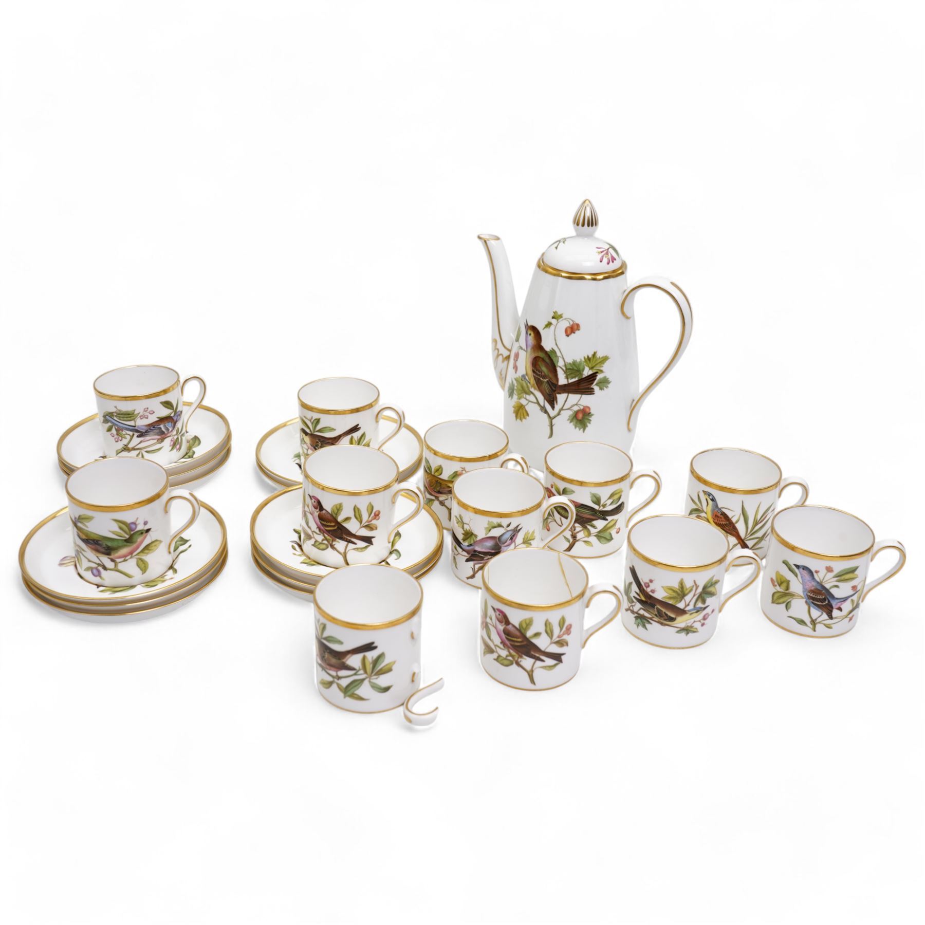 Spode Audubon Birds pattern coffee wares, comprising coffee pot, twelve ...