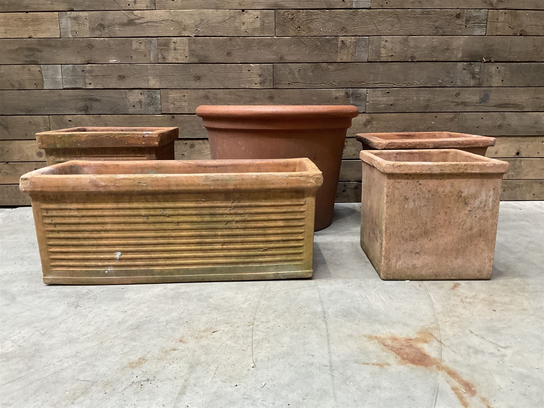 Rectangular terracotta garden planter, matching square planter, two ...