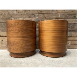 Four walnut circular barrel shaped lamp tables - Garden, Home ...