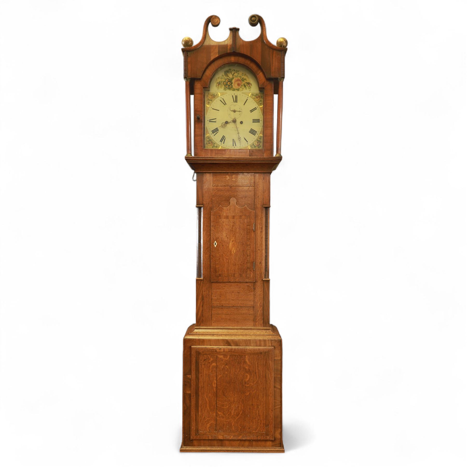 Provincial Oak & Mahogany longcase clock c1860 - with a swan necked ...