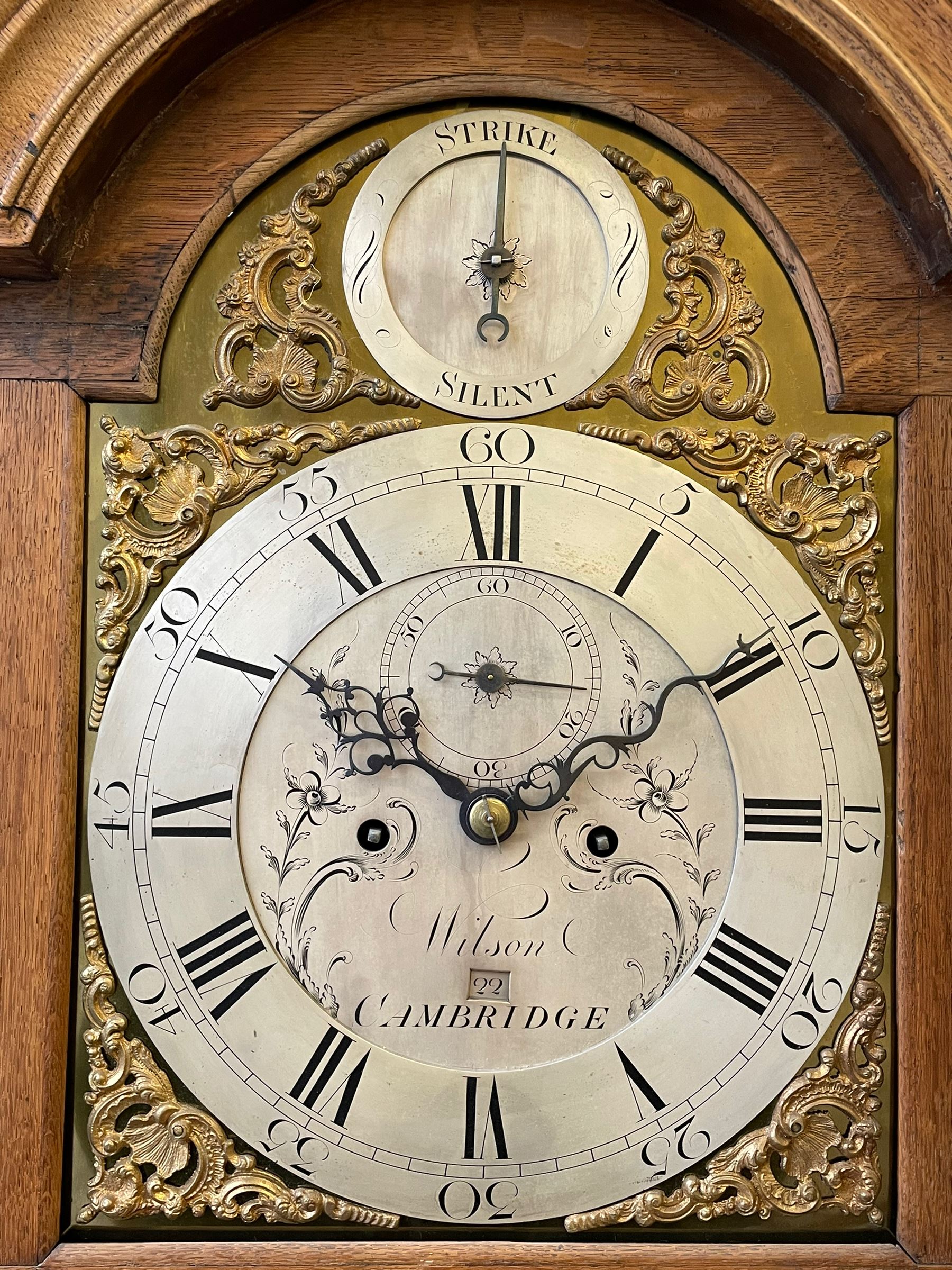 William Wilson of Cambridge - George III oak cased 8-day longcase clock ...