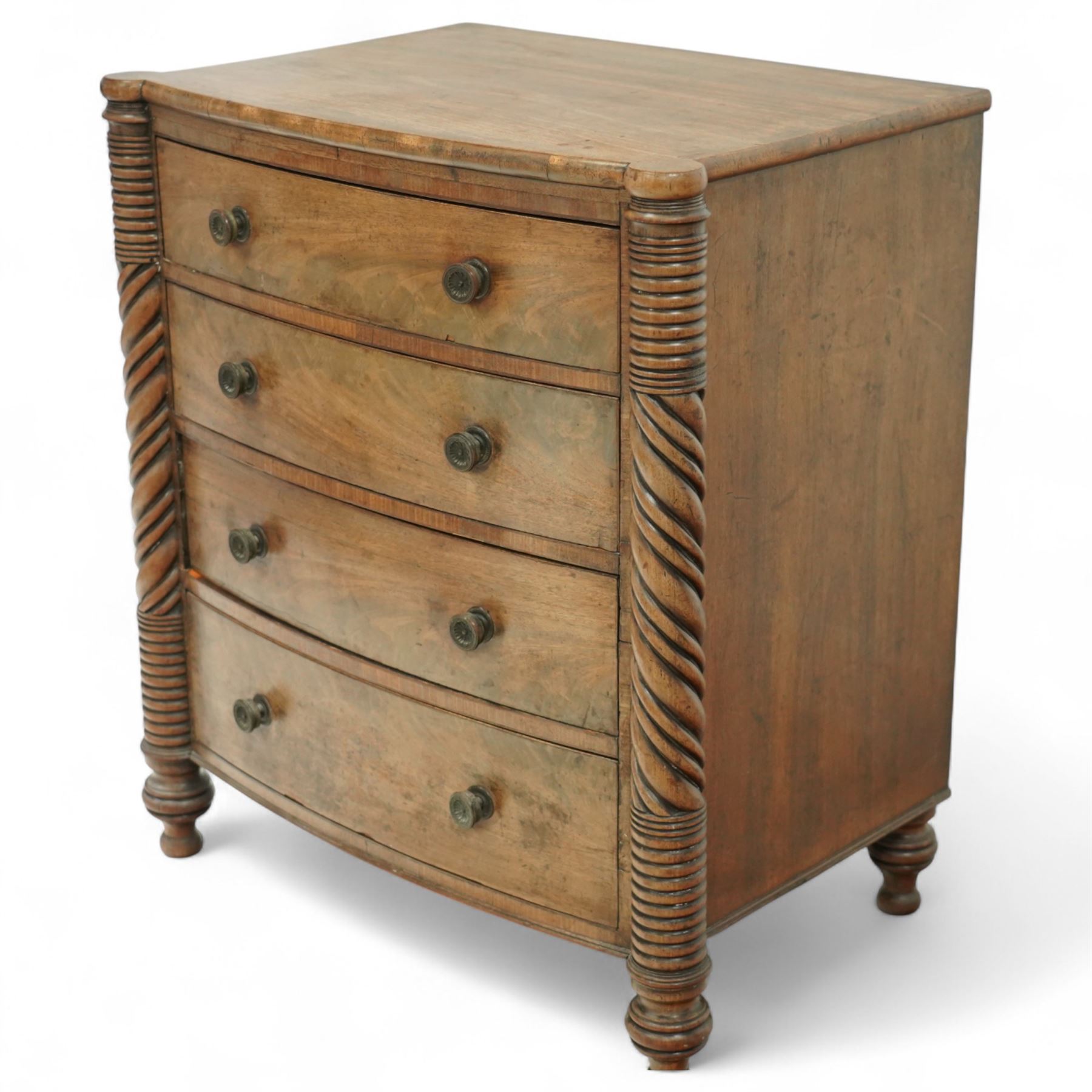 William IV mahogany bowfront commode converted to a chest of drawers ...