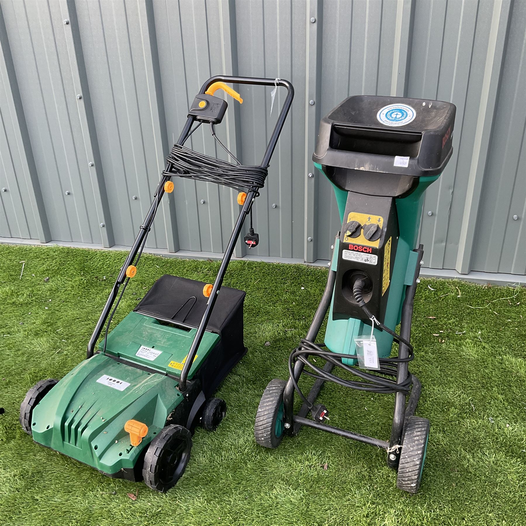 Bosch AXT 1600 HP garden shredder and FPRS1500 electric garden raker THIS LOT IS TO BE COLLECTED BY APPOINTMENT FROM DUGGLEBY STORAGE