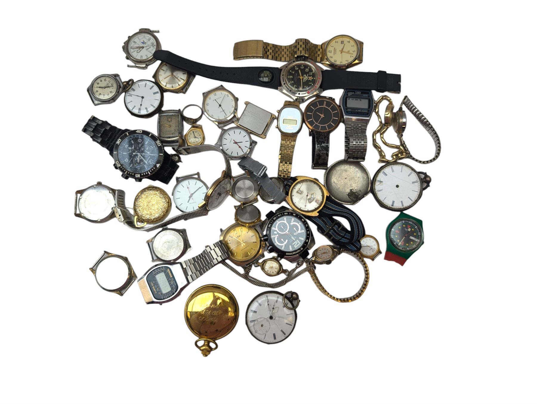Collection of wristwatches and plated pocket watches, including Ferel ...