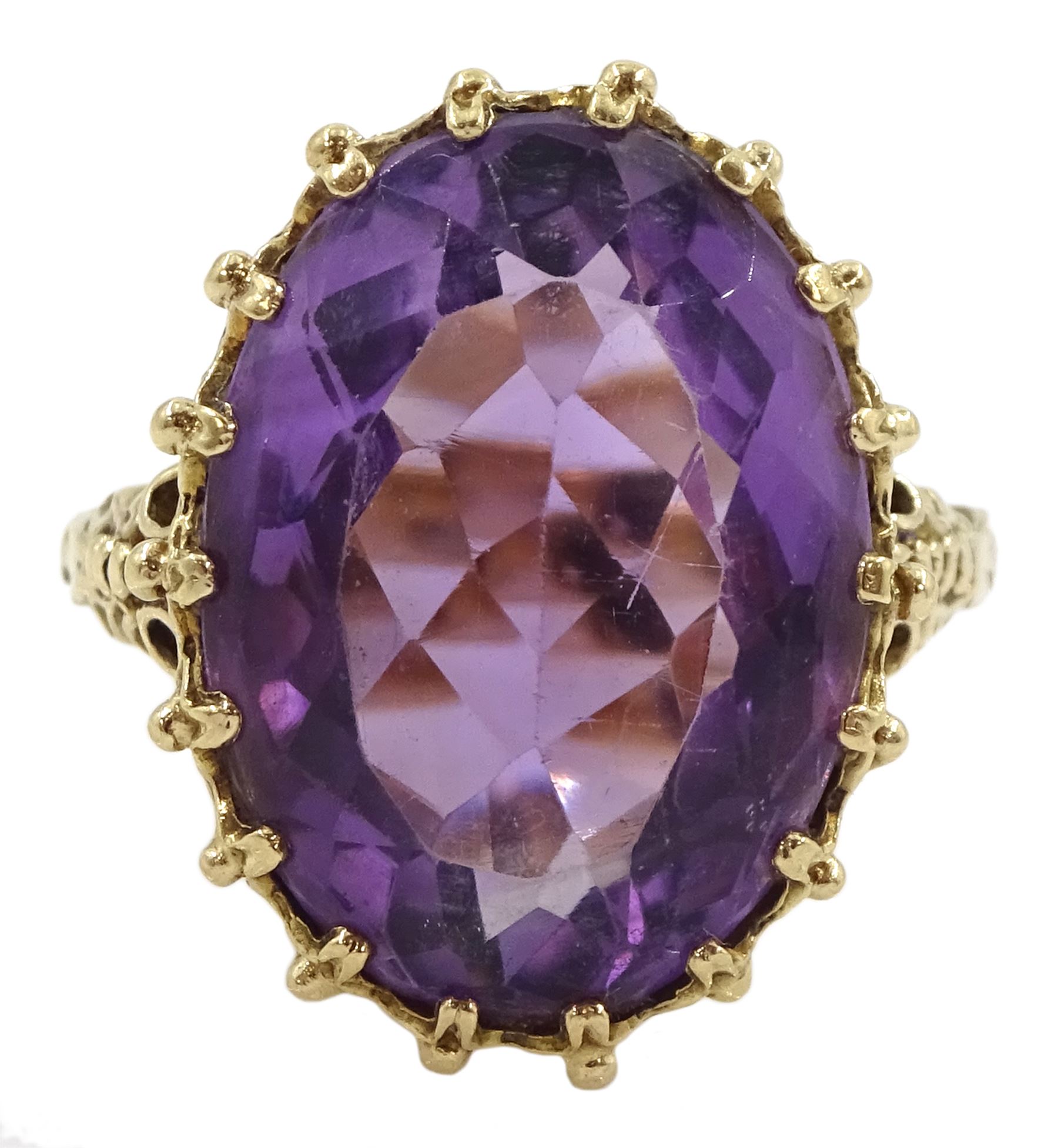 9ct gold single stone oval amethyst ring | Jewellery | 98254