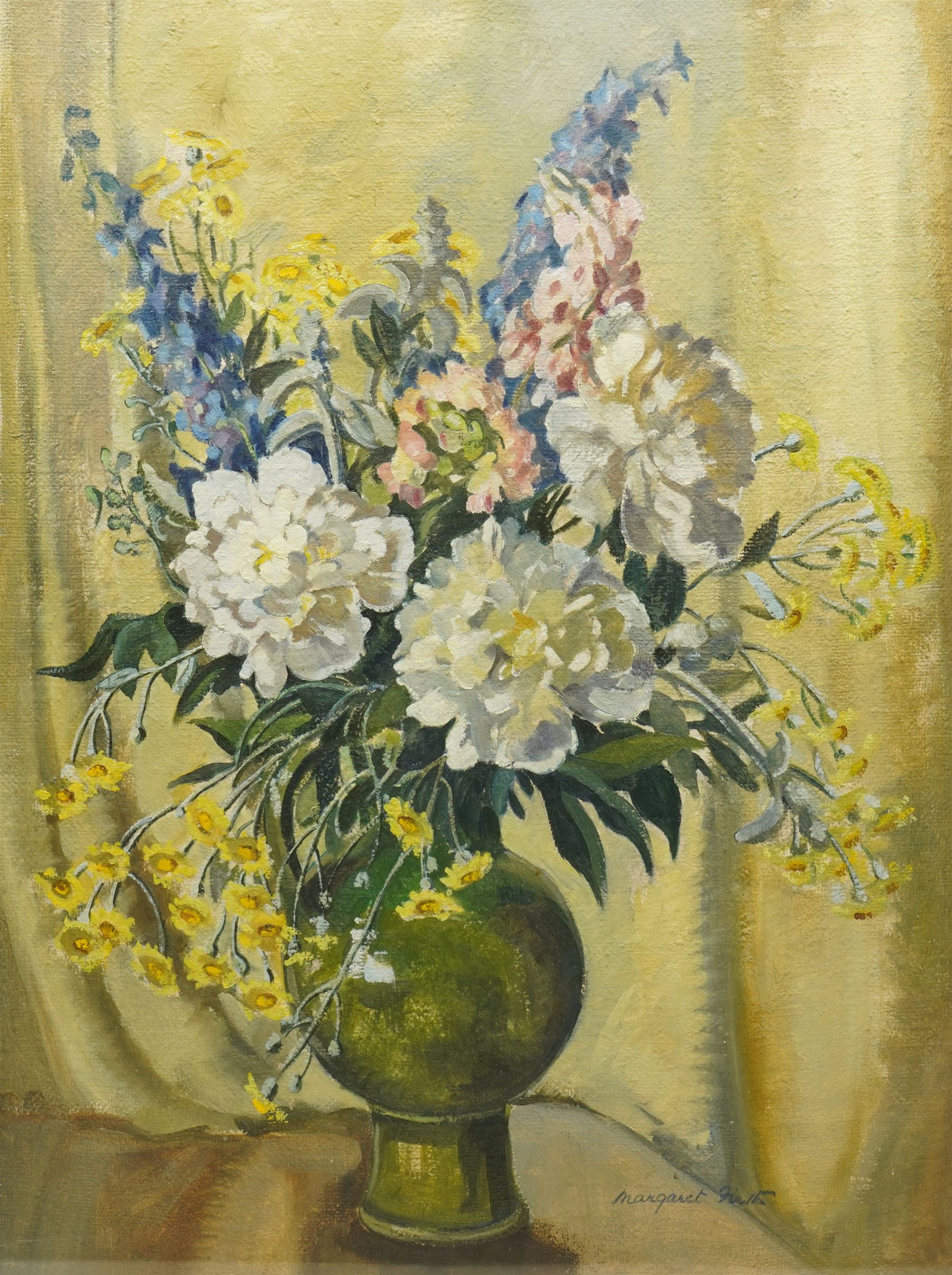 Margaret Firth (British 1898-1991): Still Life of Flowers in a Green ...