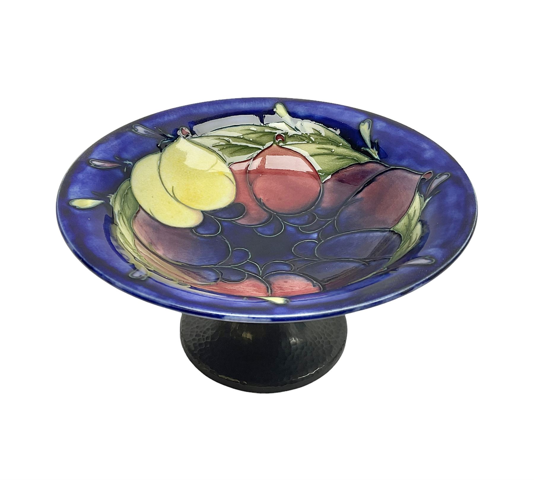 Moorcroft small pedestal dish decorated in the Wisteria pattern against ...