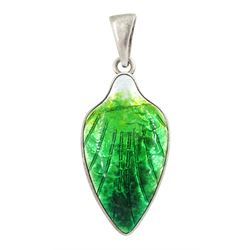 Arts & Crafts silver Newlyn green enamel pendant | Jewellery | 138713