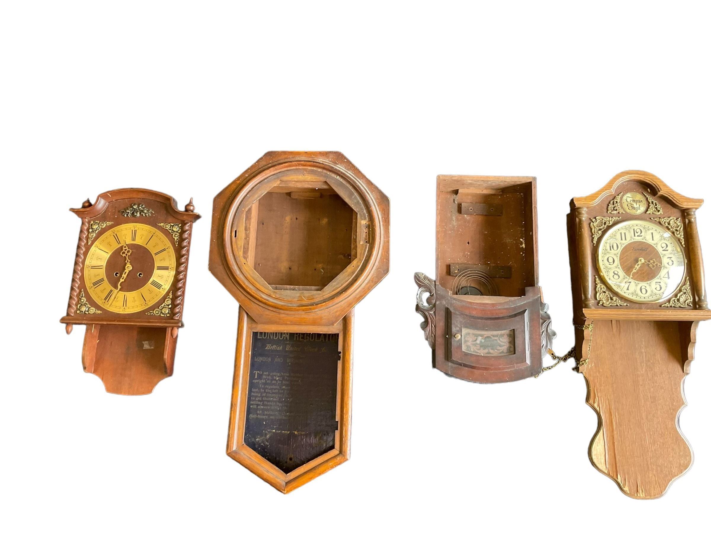 Two wall clock cases and two 20th century wall clocks | Clocks ...