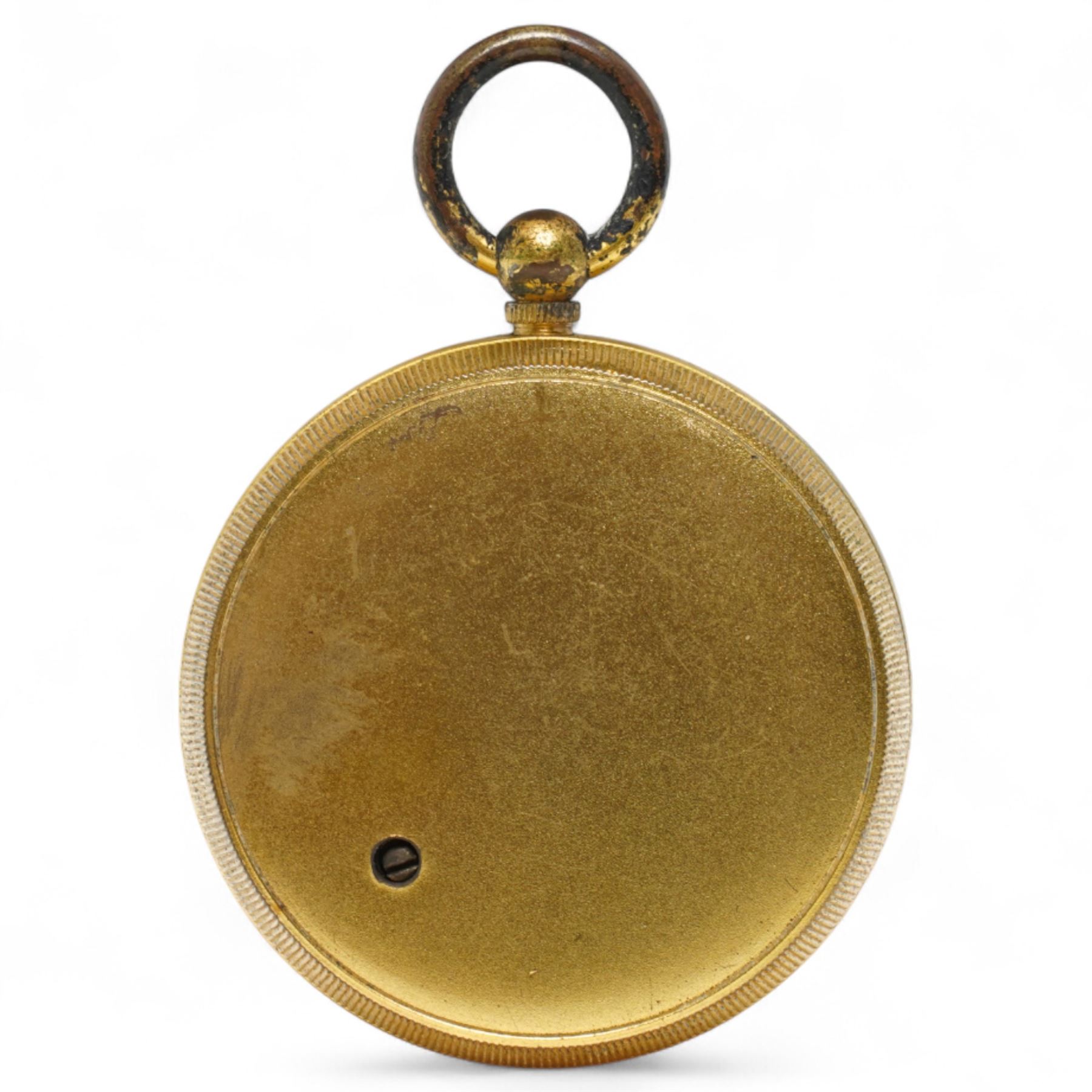 19th century-Gilt brass compensated aneroid pocket barometer with ...