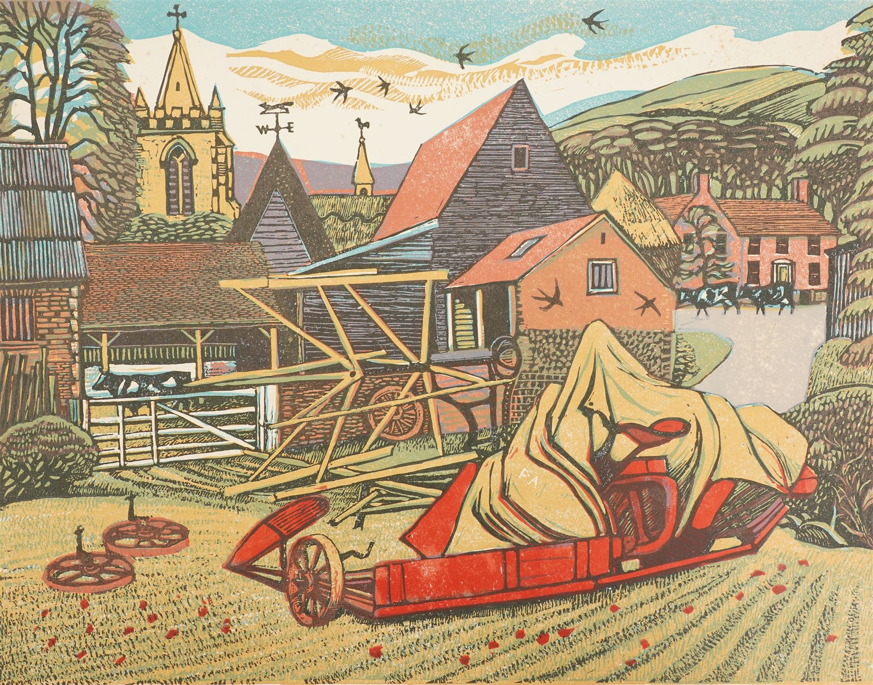 Frederick George Austin (British 1902-1990): 'Suffolk Farm' | Paintings ...