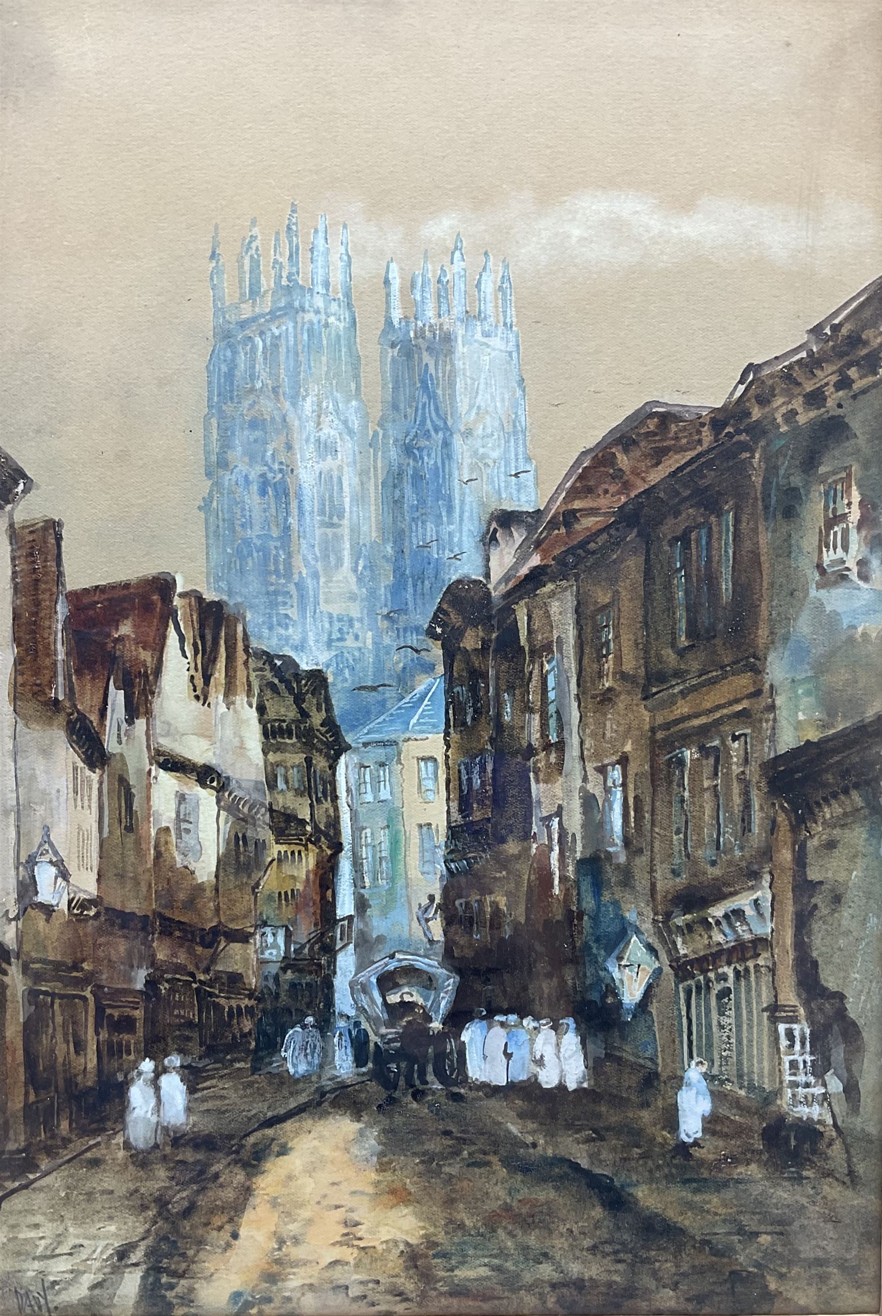 Davy (British 19th century): Low Petergate with View of York Minster ...