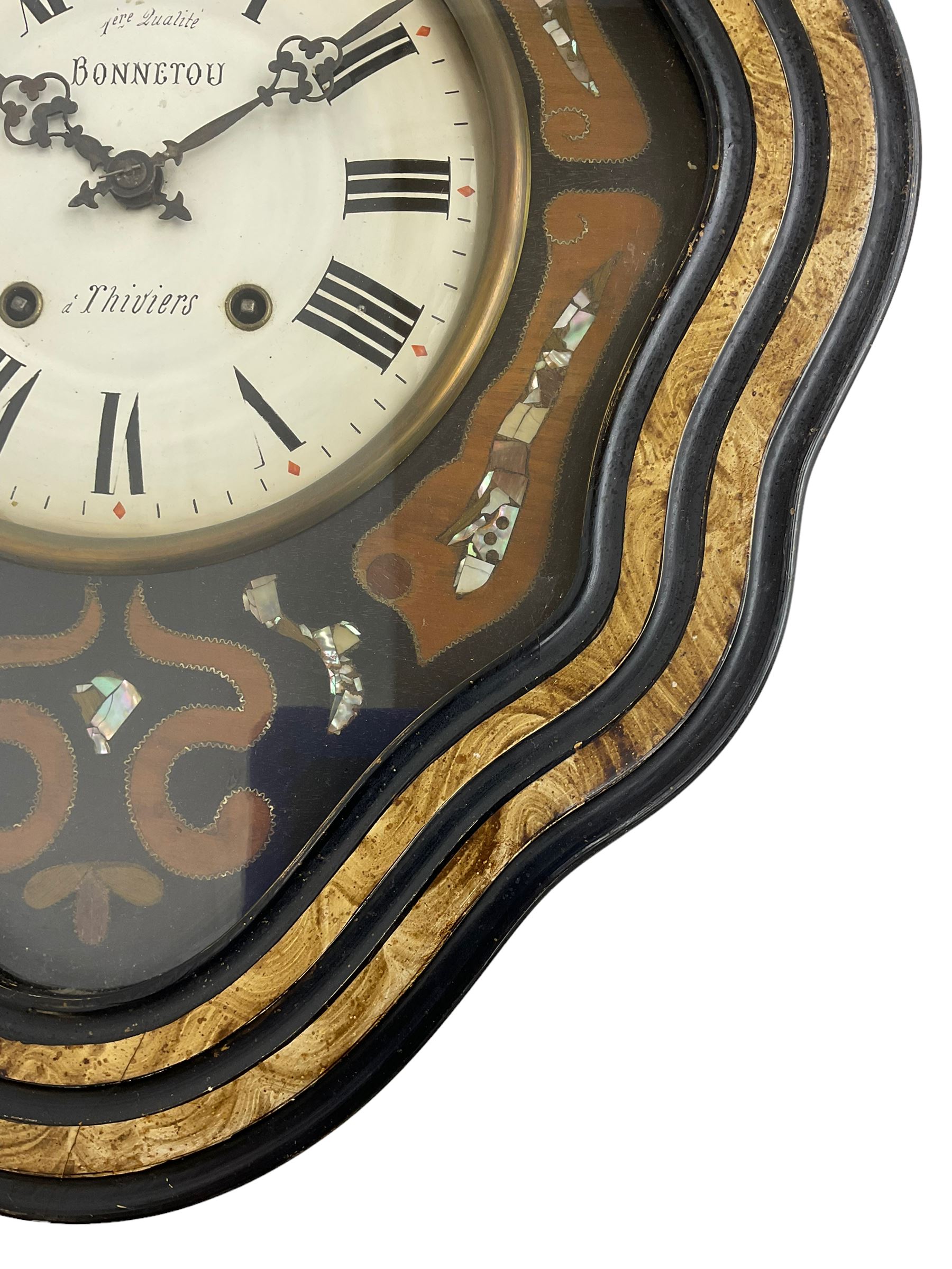 Bonnetou - 19th century French 8-day vineyard wall clock, with an ...