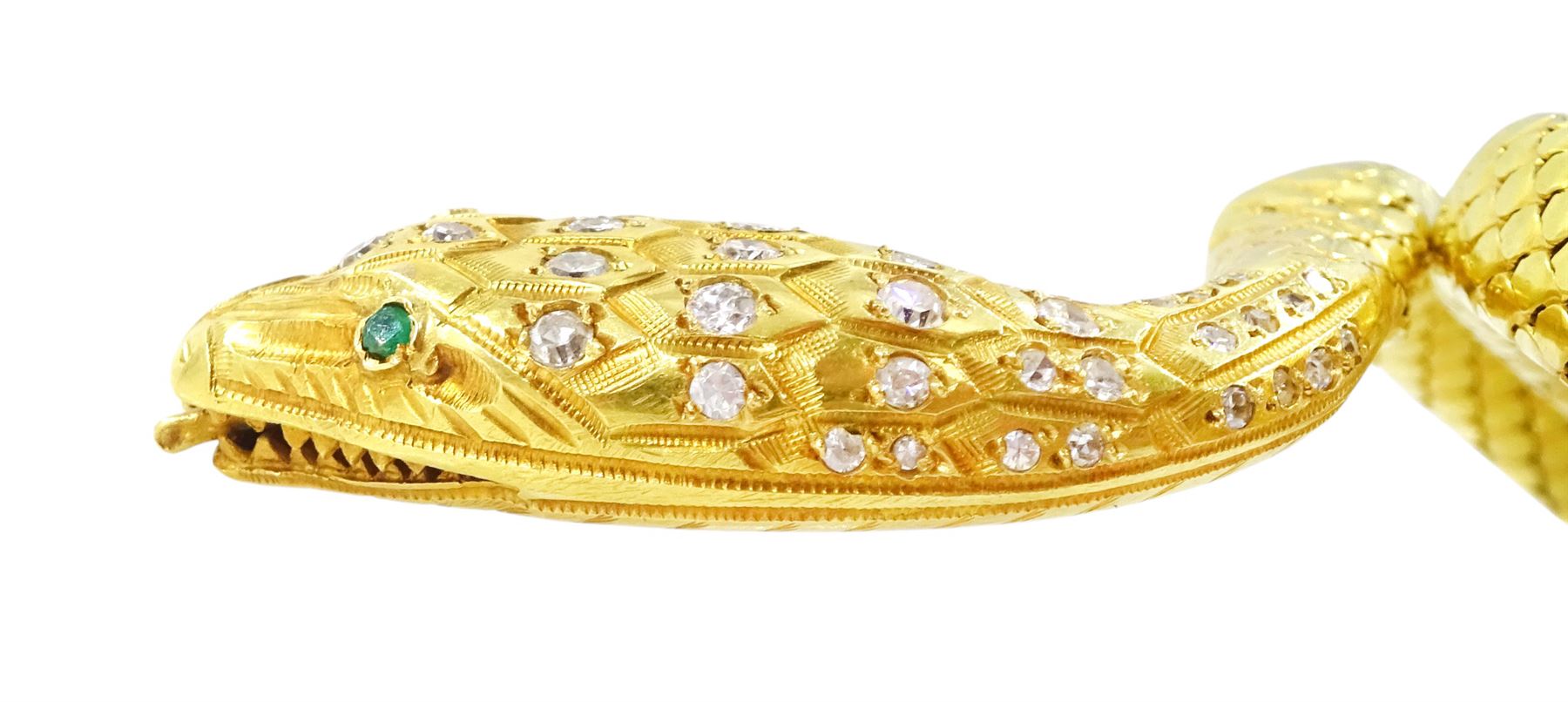 18ct gold coiled diamond snake bangle | Jewellery | 160577