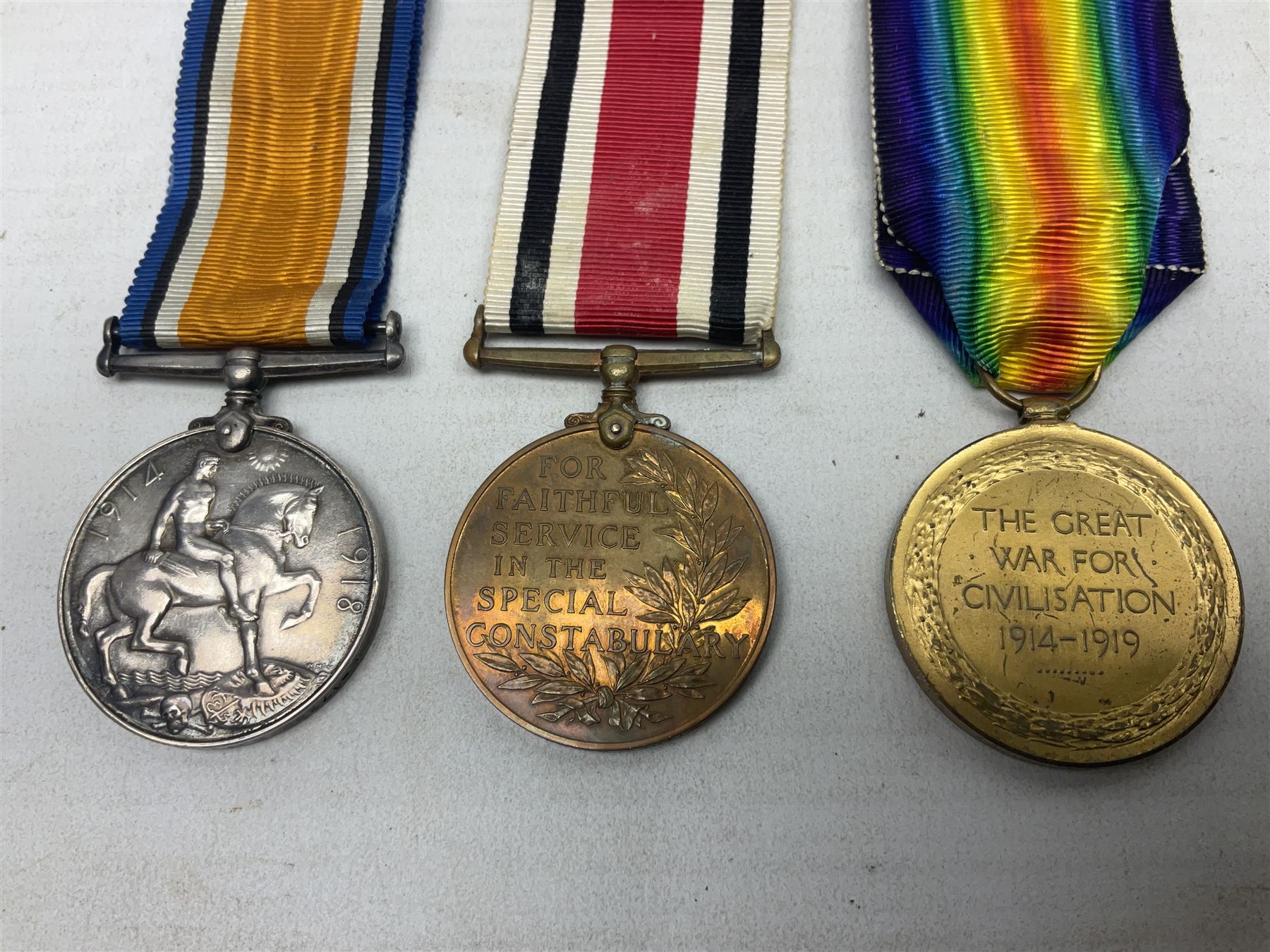 WW1 group of three medals comprising British War Medal and Victory ...