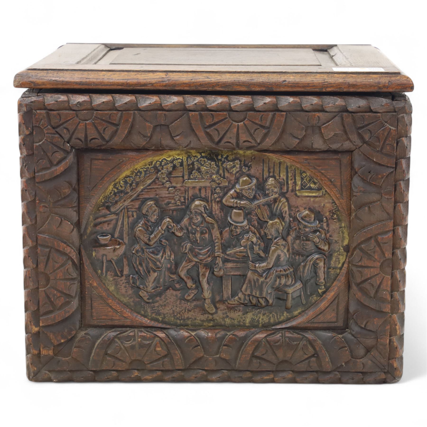 Late 19th-century heavily carved dark oak box of square form | Antique ...