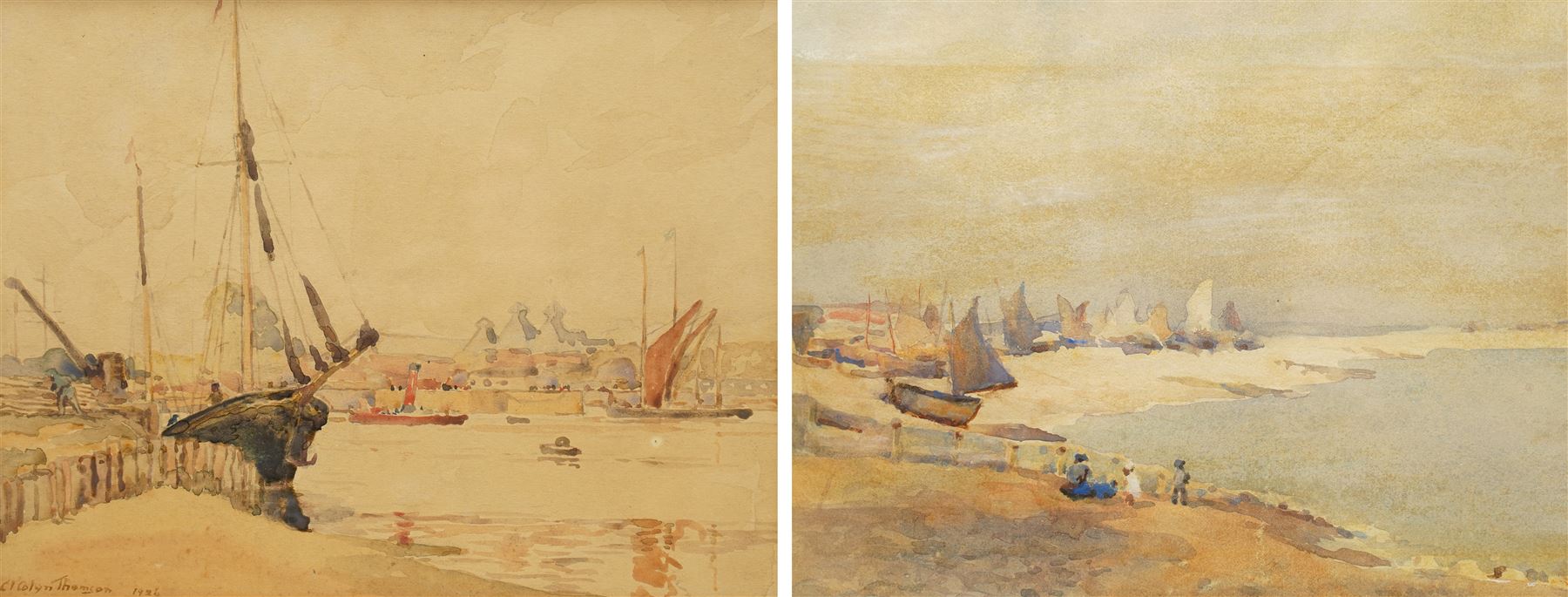 Charles Lambert Colyn Thomson (Suffolk 1874-1926): Dockland Scene ...