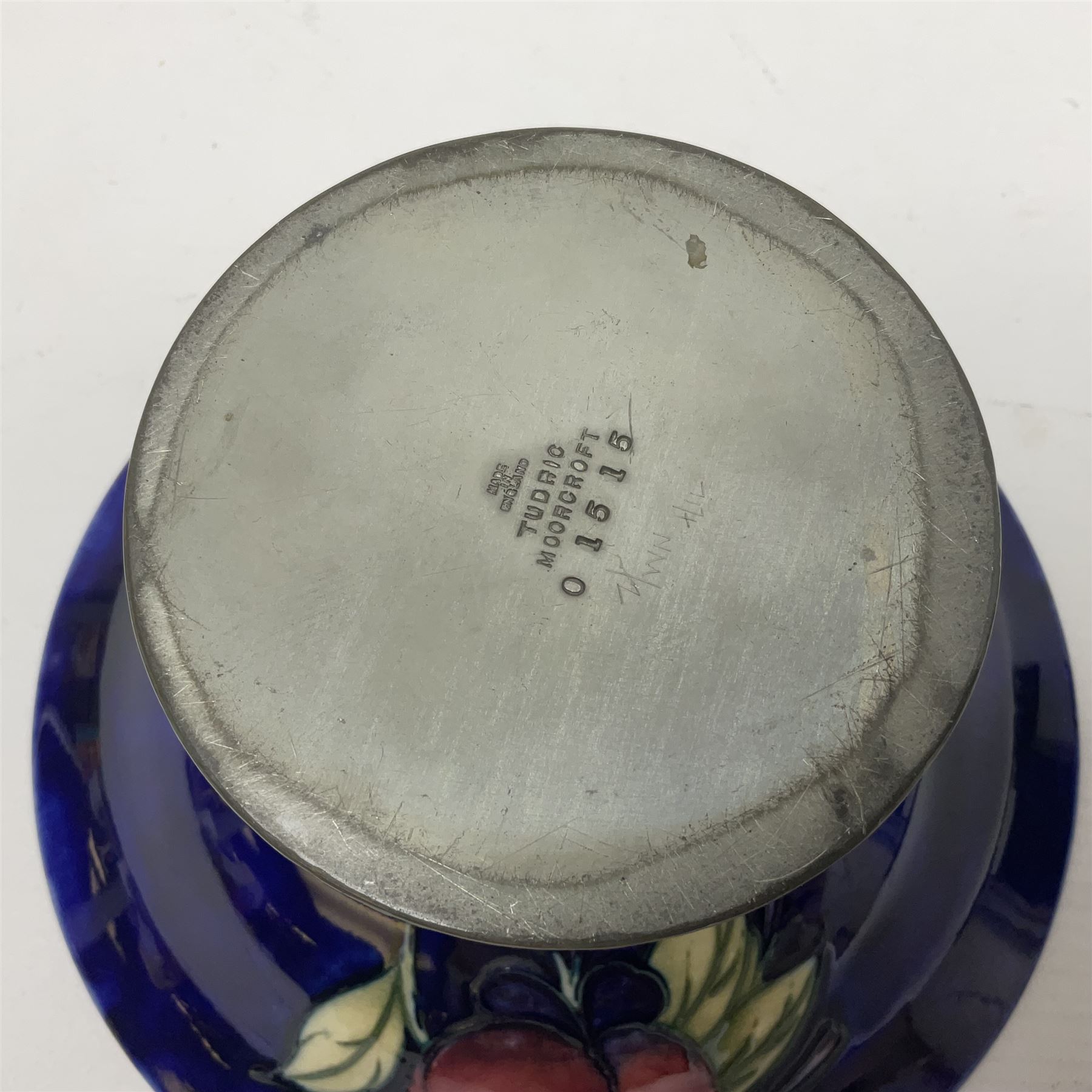 Moorcroft small pedestal dish decorated in the Wisteria pattern against ...