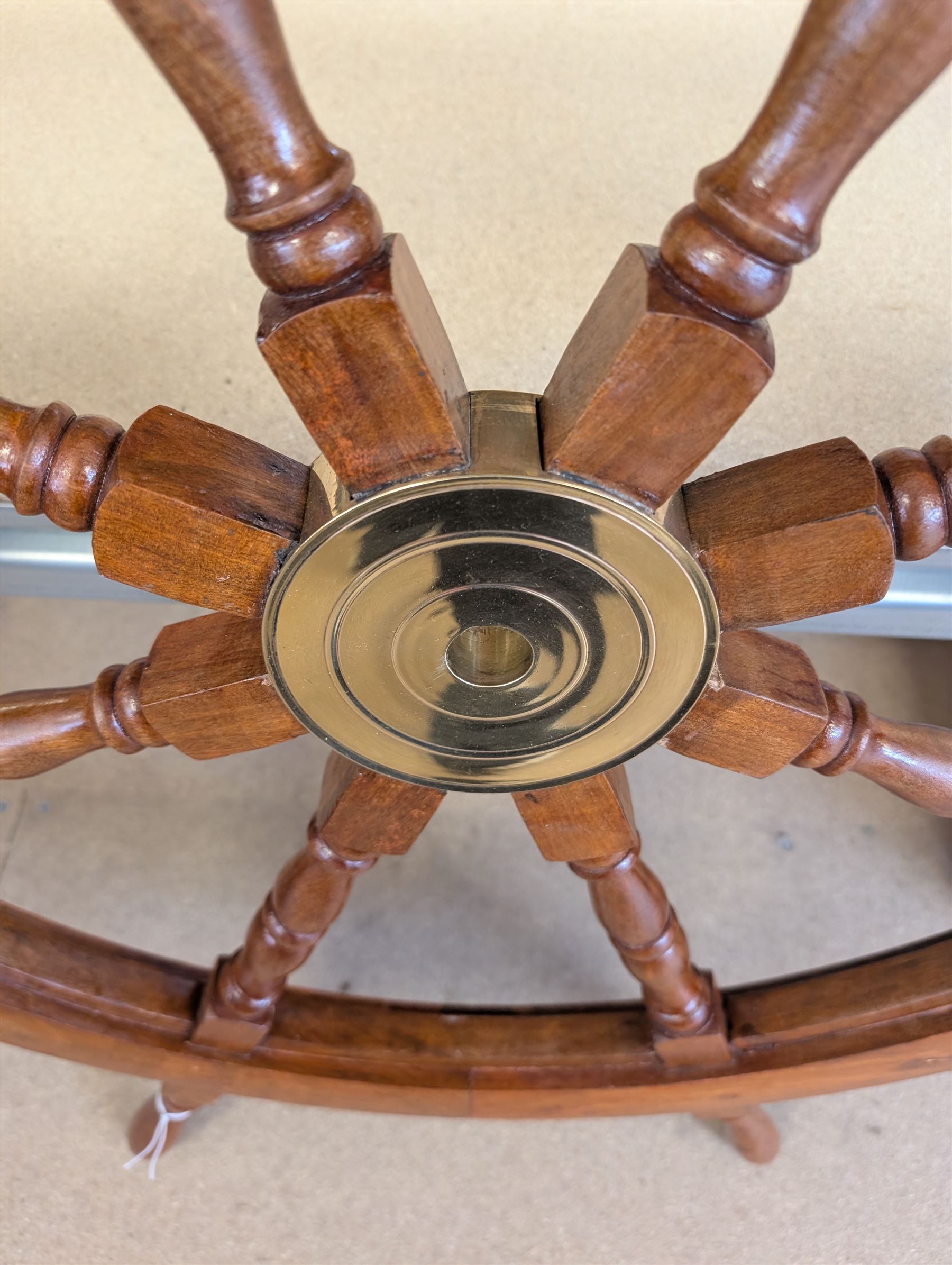 Wooden eight spoke ship's wheel with brass centre | Maritime & Naval ...