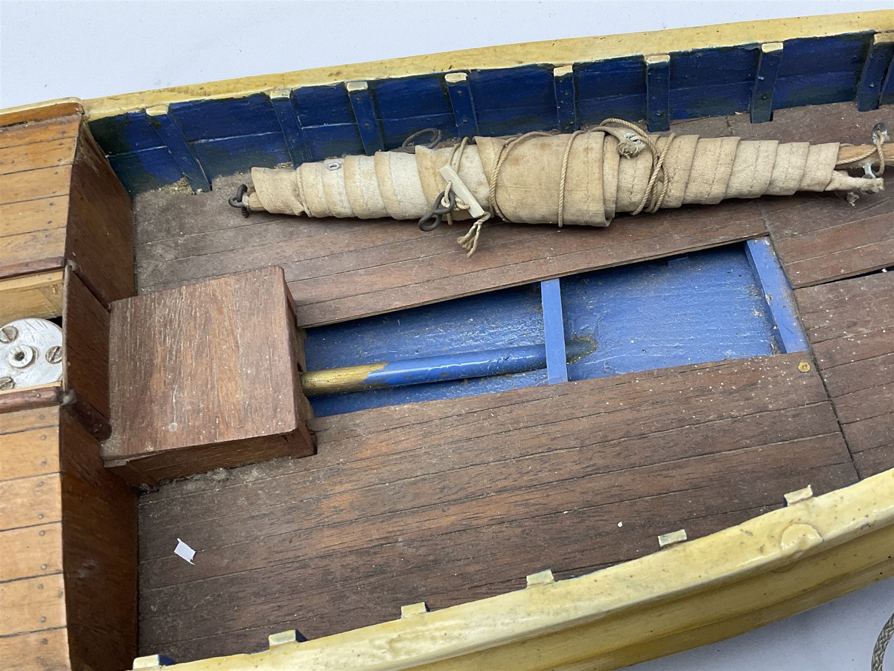 Early 20th century cream and blue painted wooden model of a Whitby ...